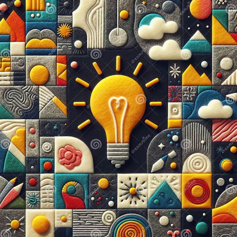 Felt Art Patchwork, Abstract Background with Idea Concept. Thinking ...