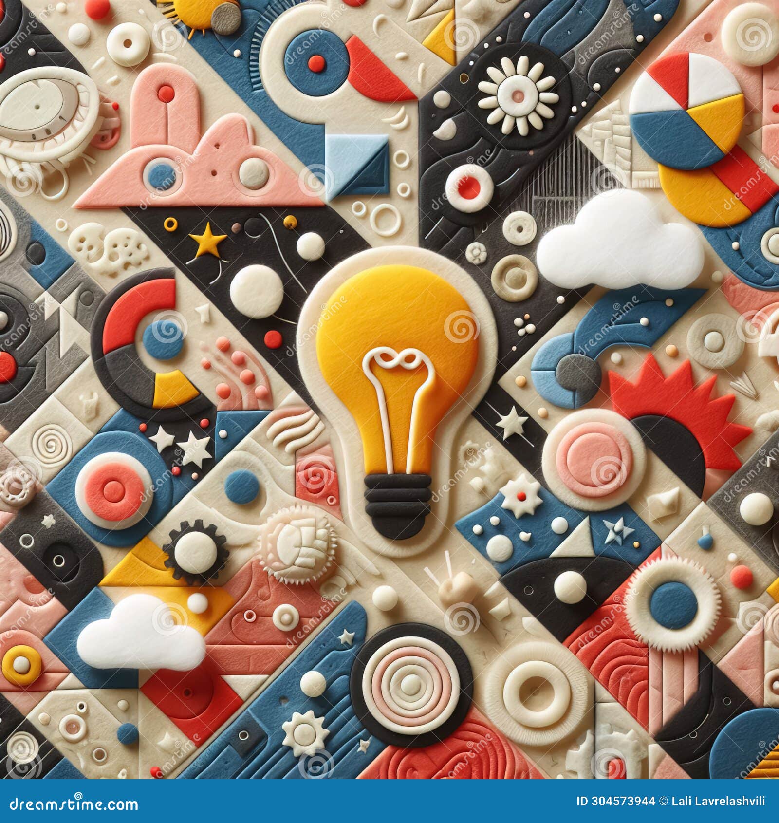 Felt Art Patchwork, Abstract Background with Idea Concept. Thinking ...