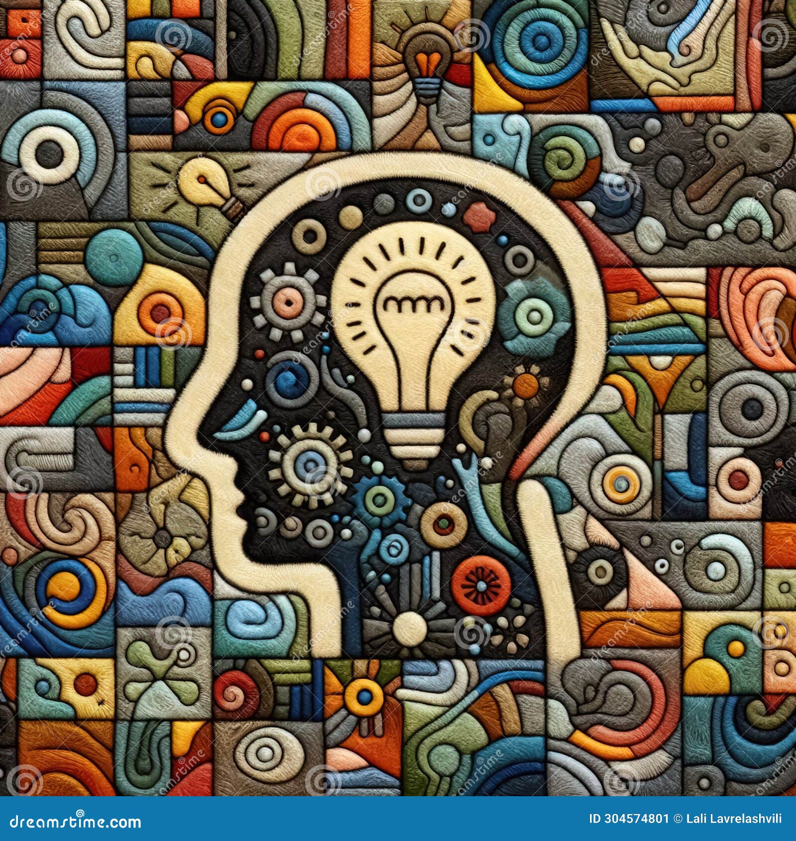 Felt Art Patchwork, Abstract Background with Idea Concept. Thinking ...