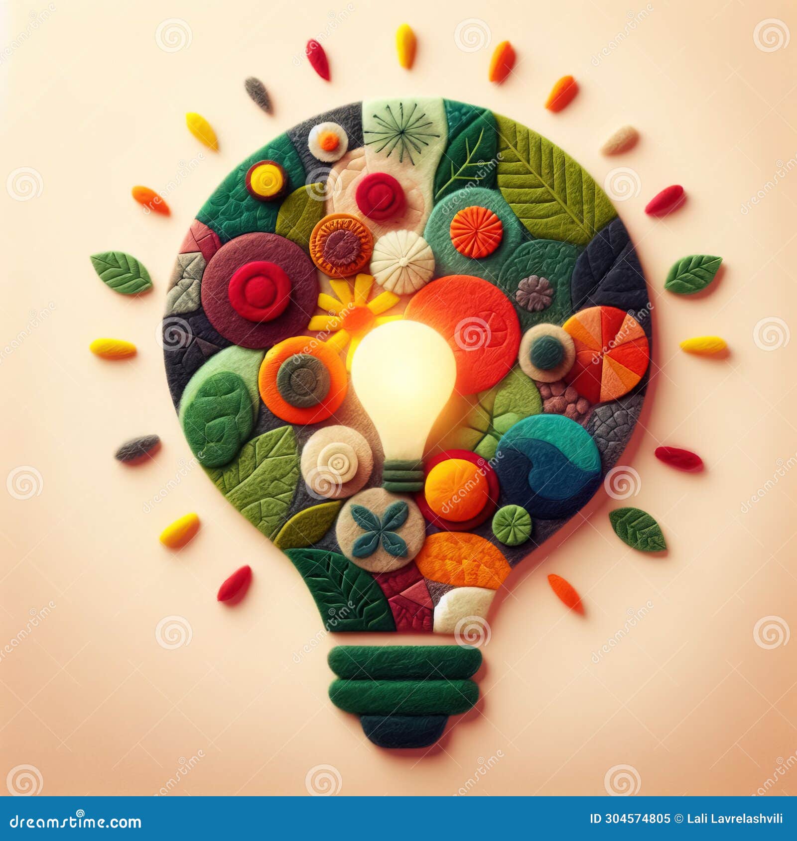 Felt Art Patchwork, Abstract Background with Idea Concept. Thinking ...