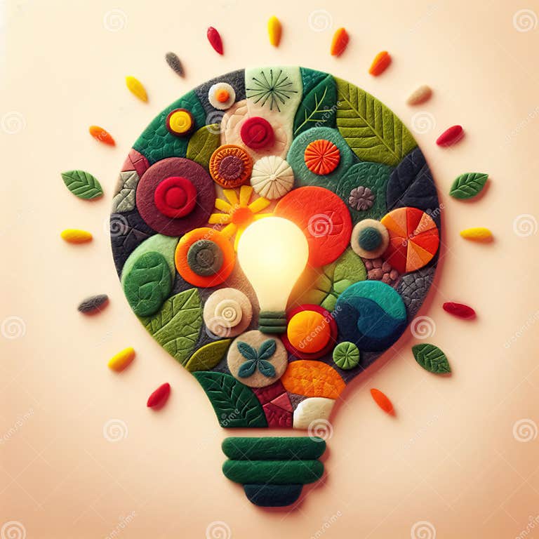 Felt Art Patchwork, Abstract Background with Idea Concept. Thinking ...