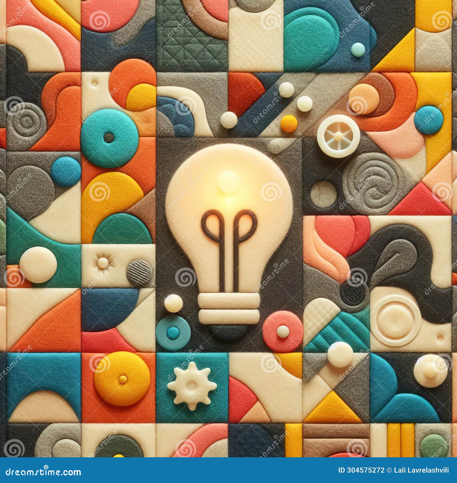 Felt Art Patchwork, Abstract Background with Idea Concept. Thinking ...