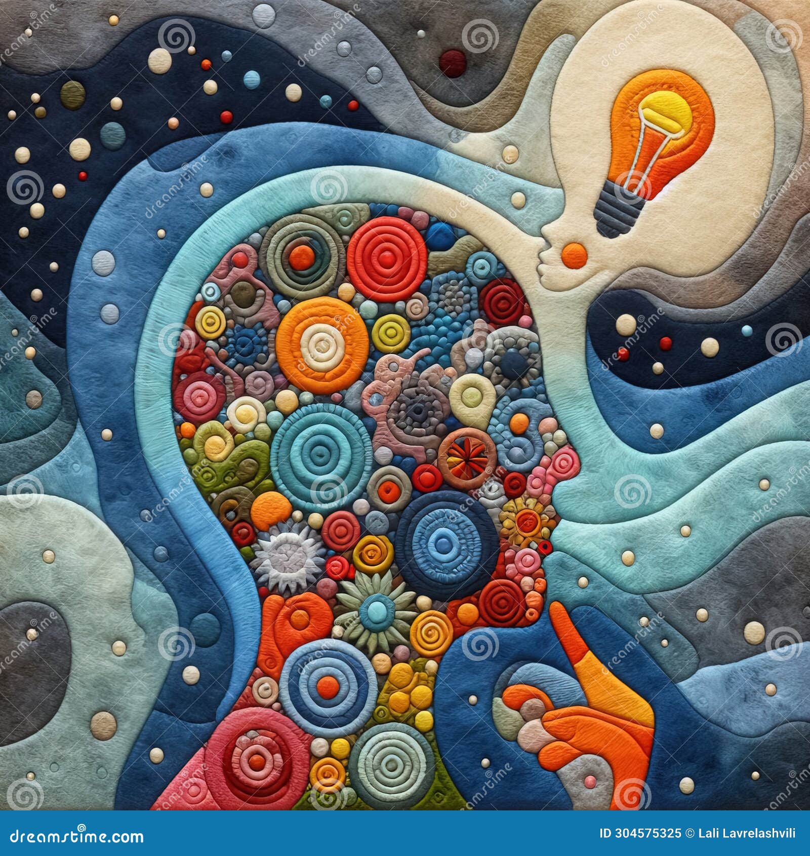 Felt Art Patchwork, Abstract Background with Idea Concept. Thinking ...