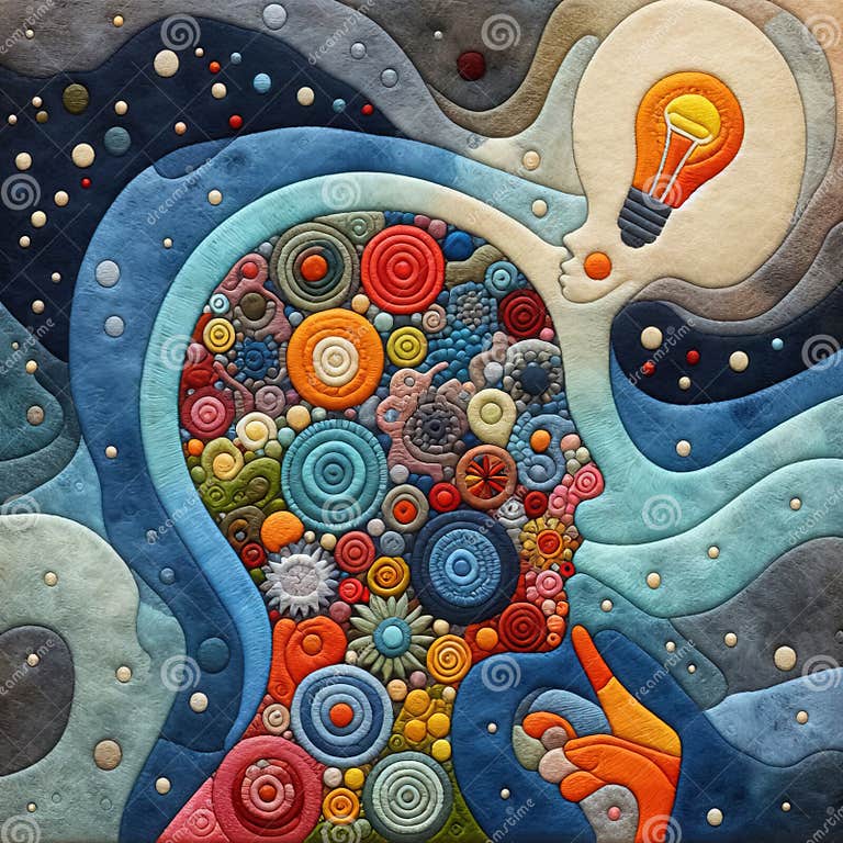 Felt Art Patchwork, Abstract Background with Idea Concept. Thinking ...