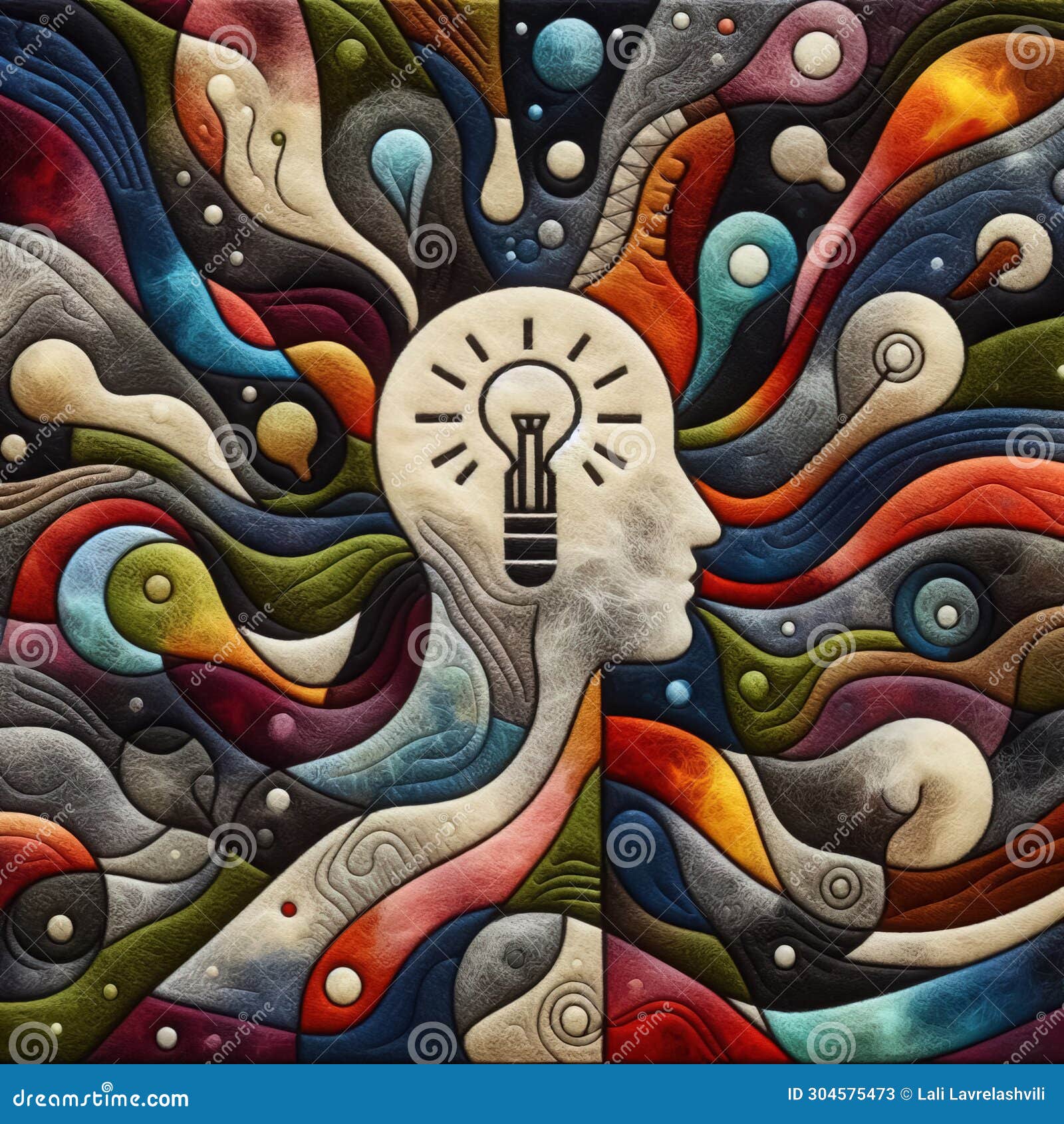 Felt Art Patchwork, Abstract Background with Idea Concept. Thinking ...