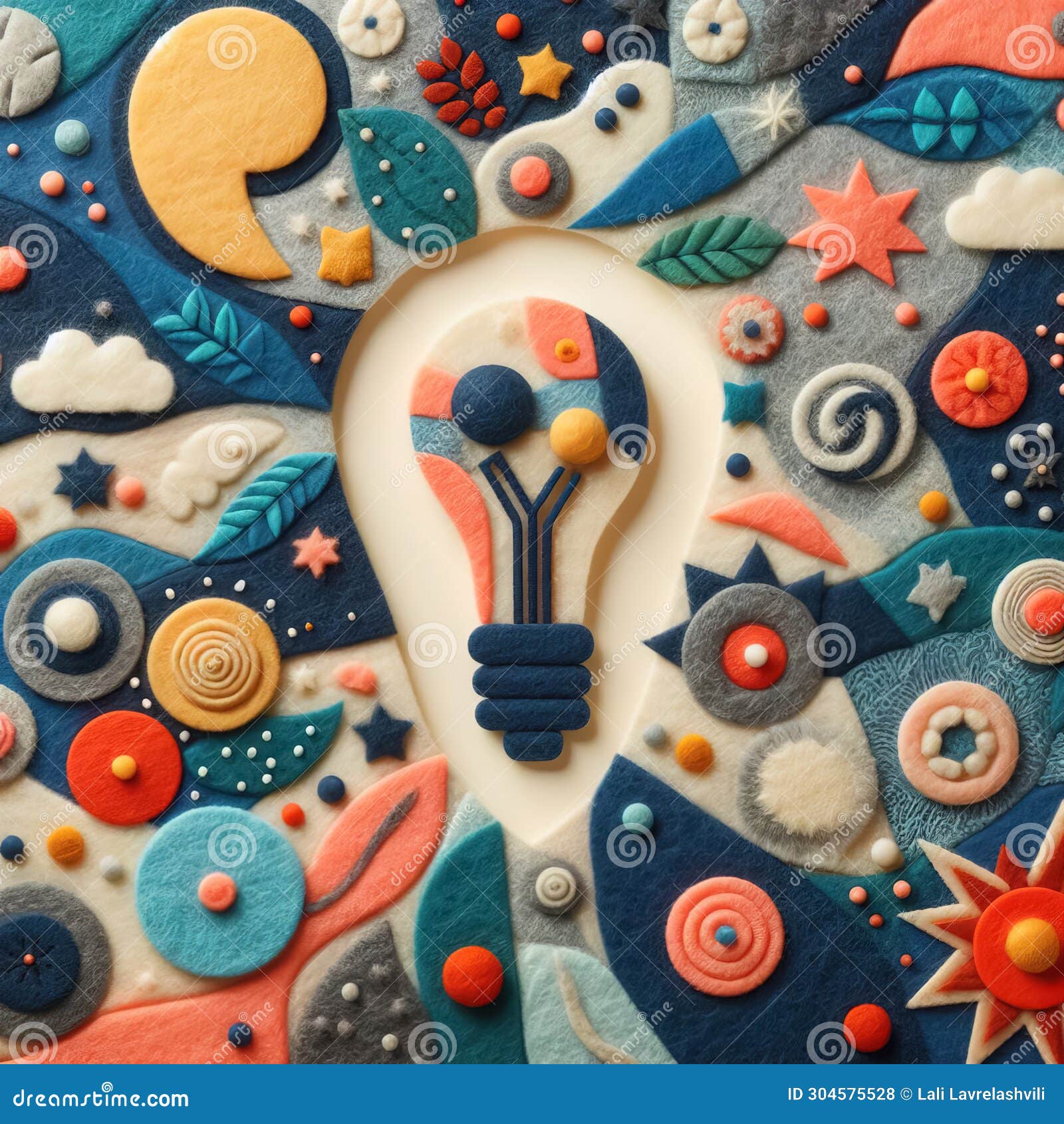 Felt Art Patchwork, Abstract Background with Idea Concept. Thinking ...