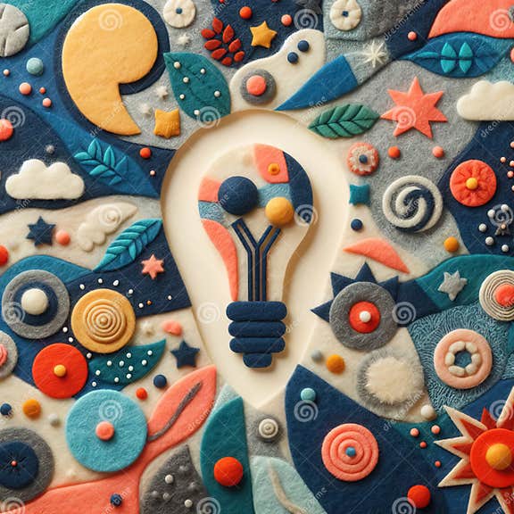 Felt Art Patchwork, Abstract Background with Idea Concept. Thinking ...