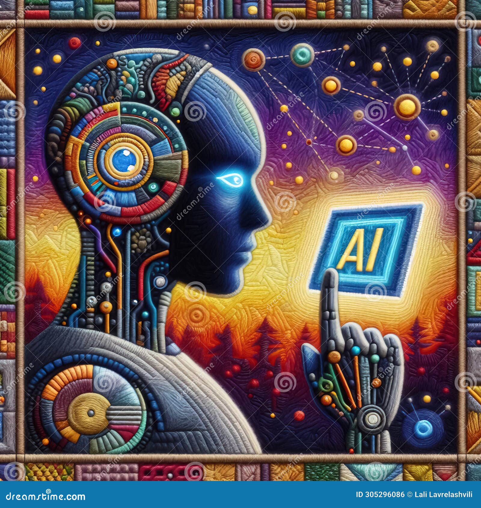 Felt Art Patchwork, AI Cyborg Machine Learning and Artificial ...