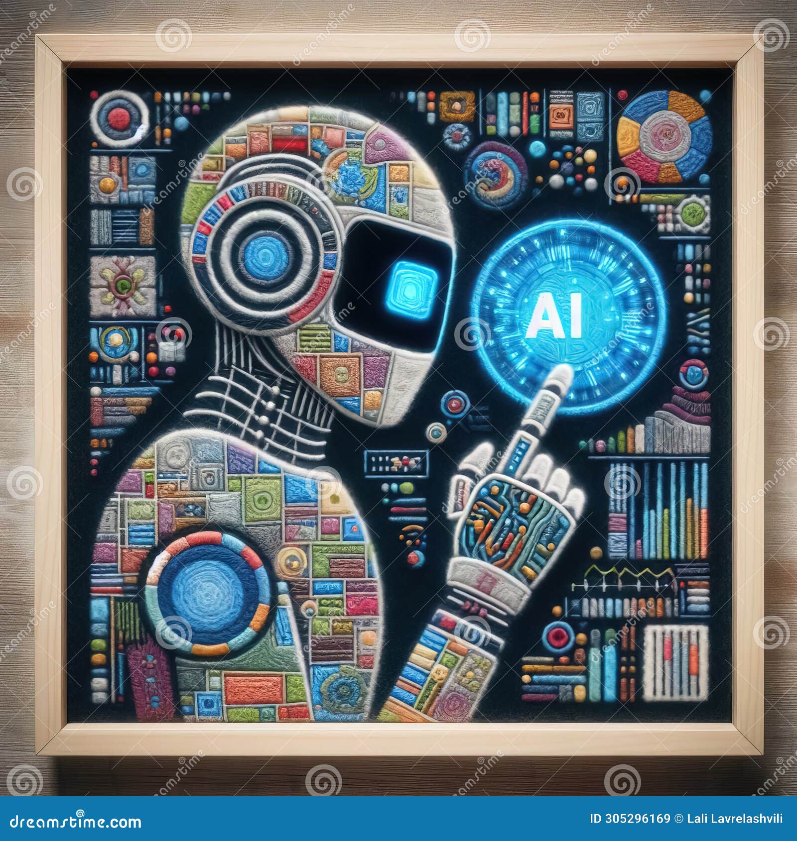 Felt Art Patchwork, AI Cyborg Machine Learning and Artificial ...