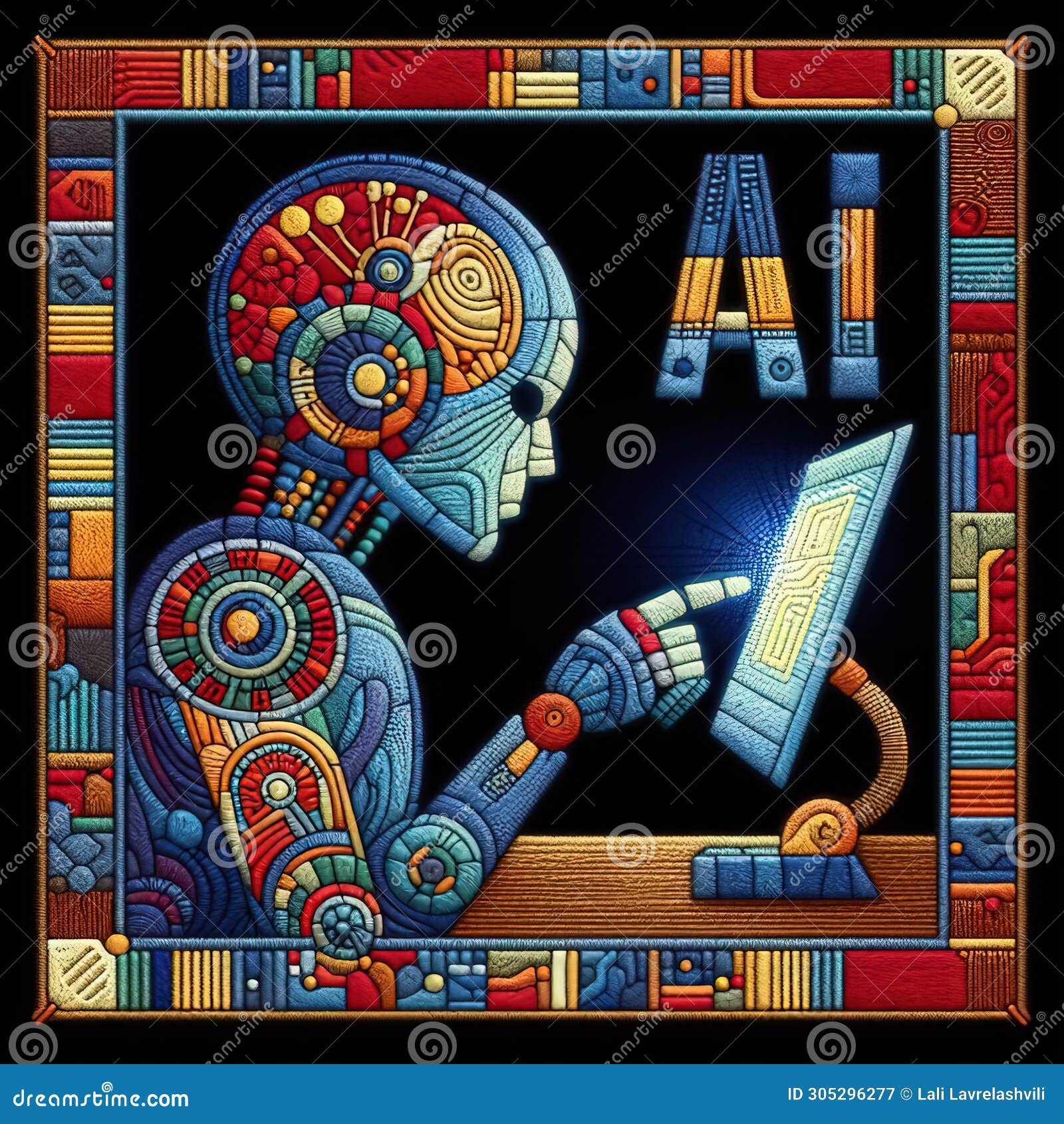 Felt Art Patchwork, AI Cyborg Machine Learning and Artificial ...