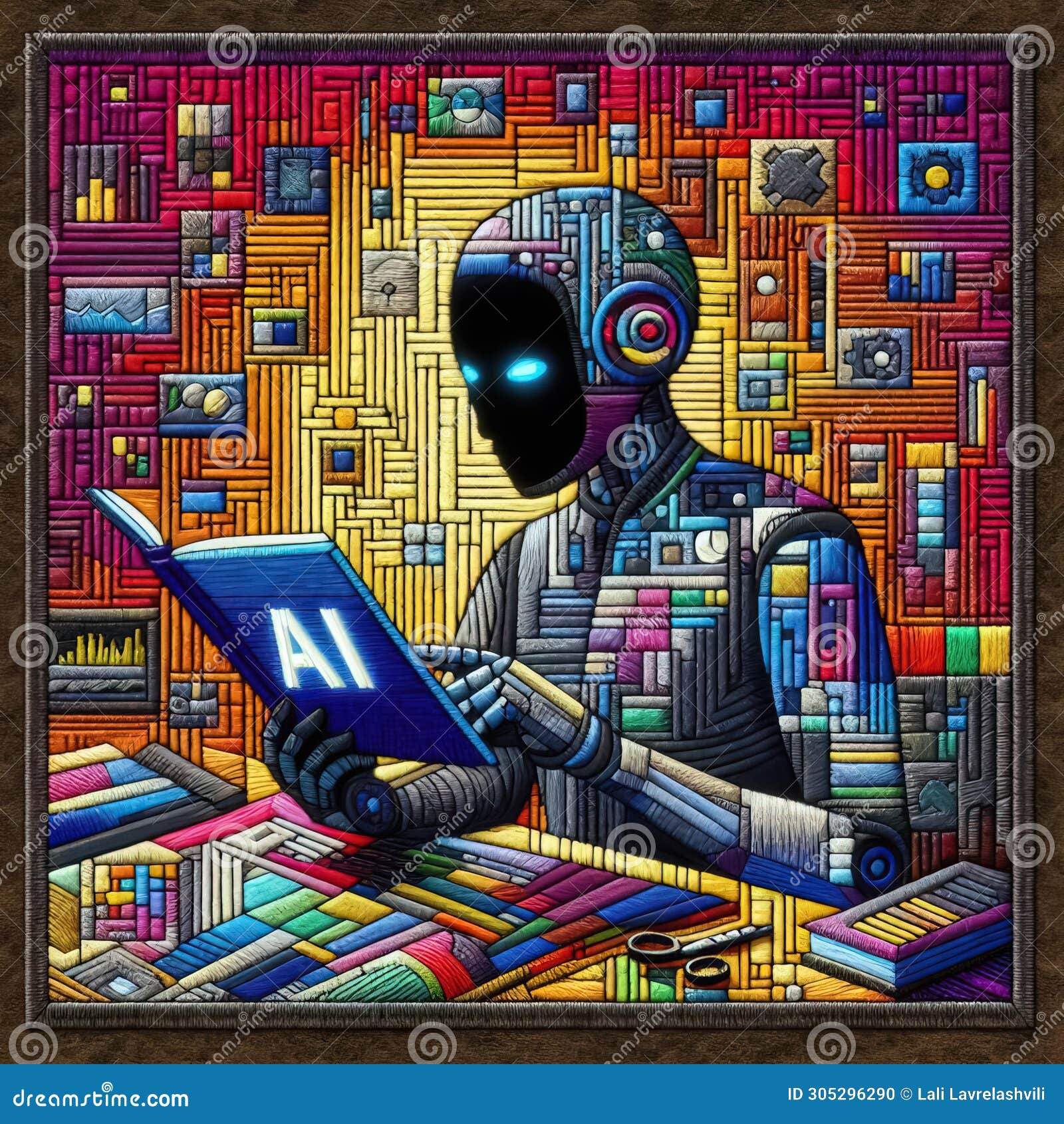 Felt Art Patchwork, AI Cyborg Machine Learning and Artificial ...