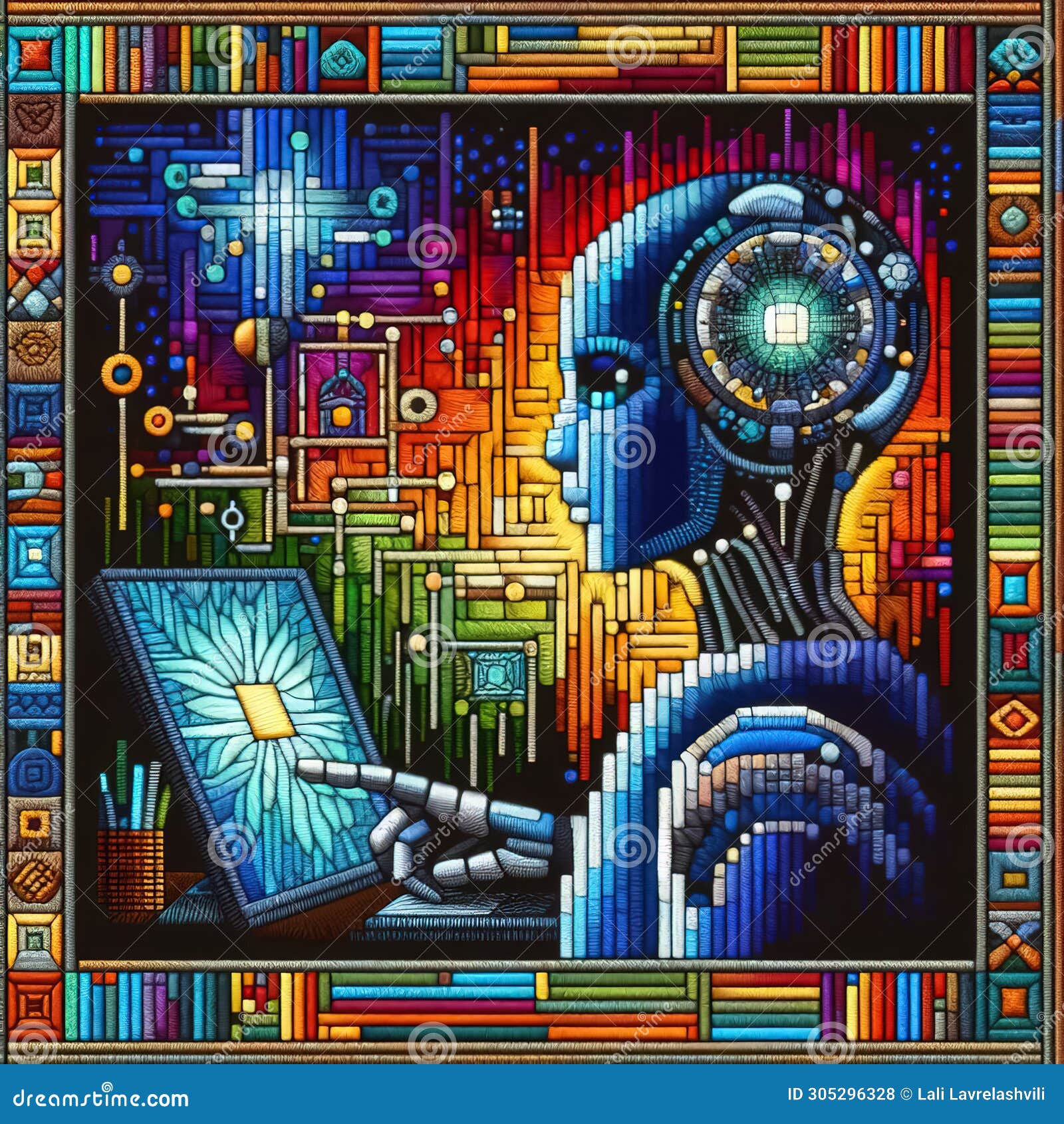 Felt Art Patchwork, AI Cyborg Machine Learning and Artificial ...