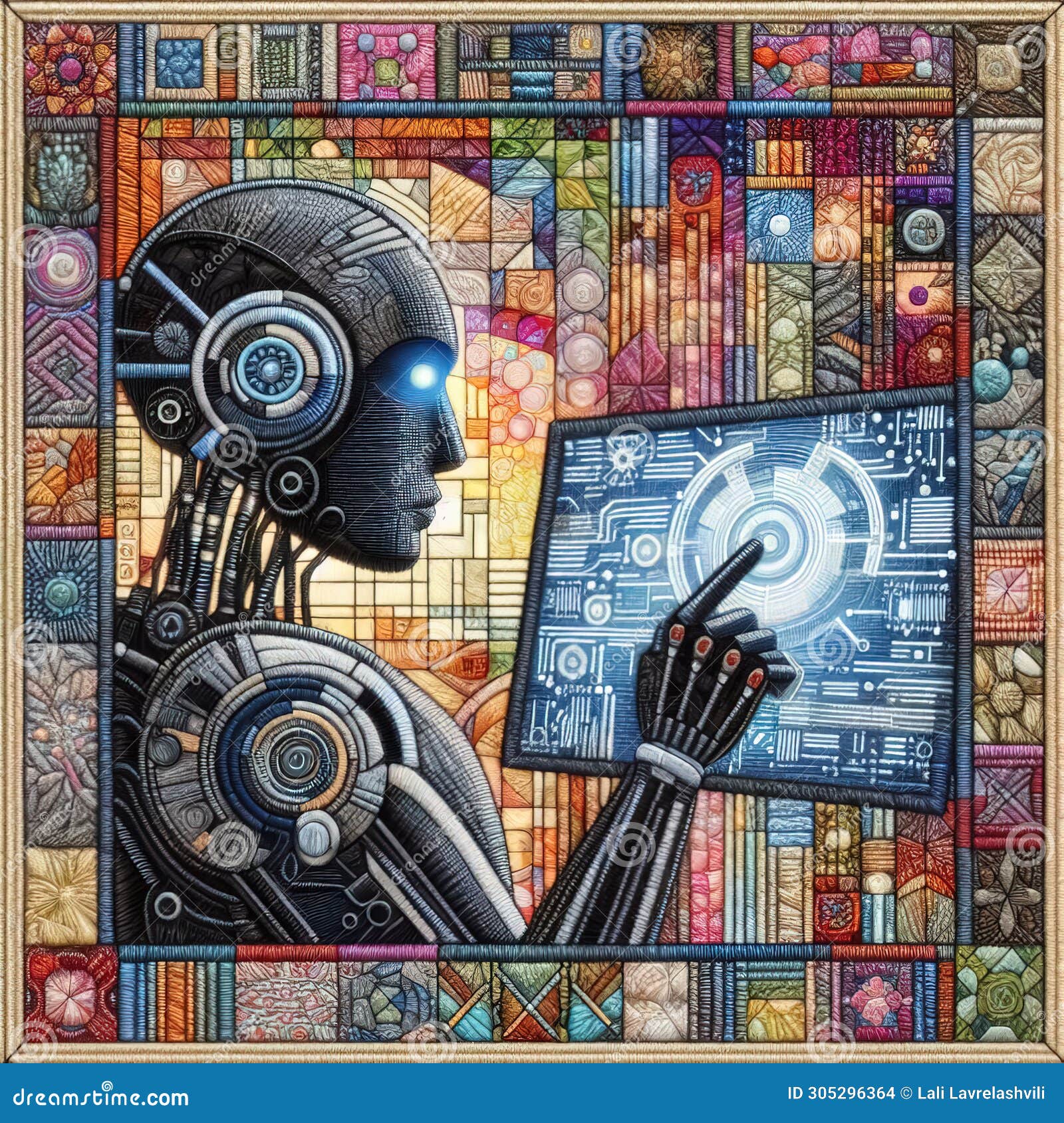 Felt Art Patchwork, AI Cyborg Machine Learning and Artificial ...