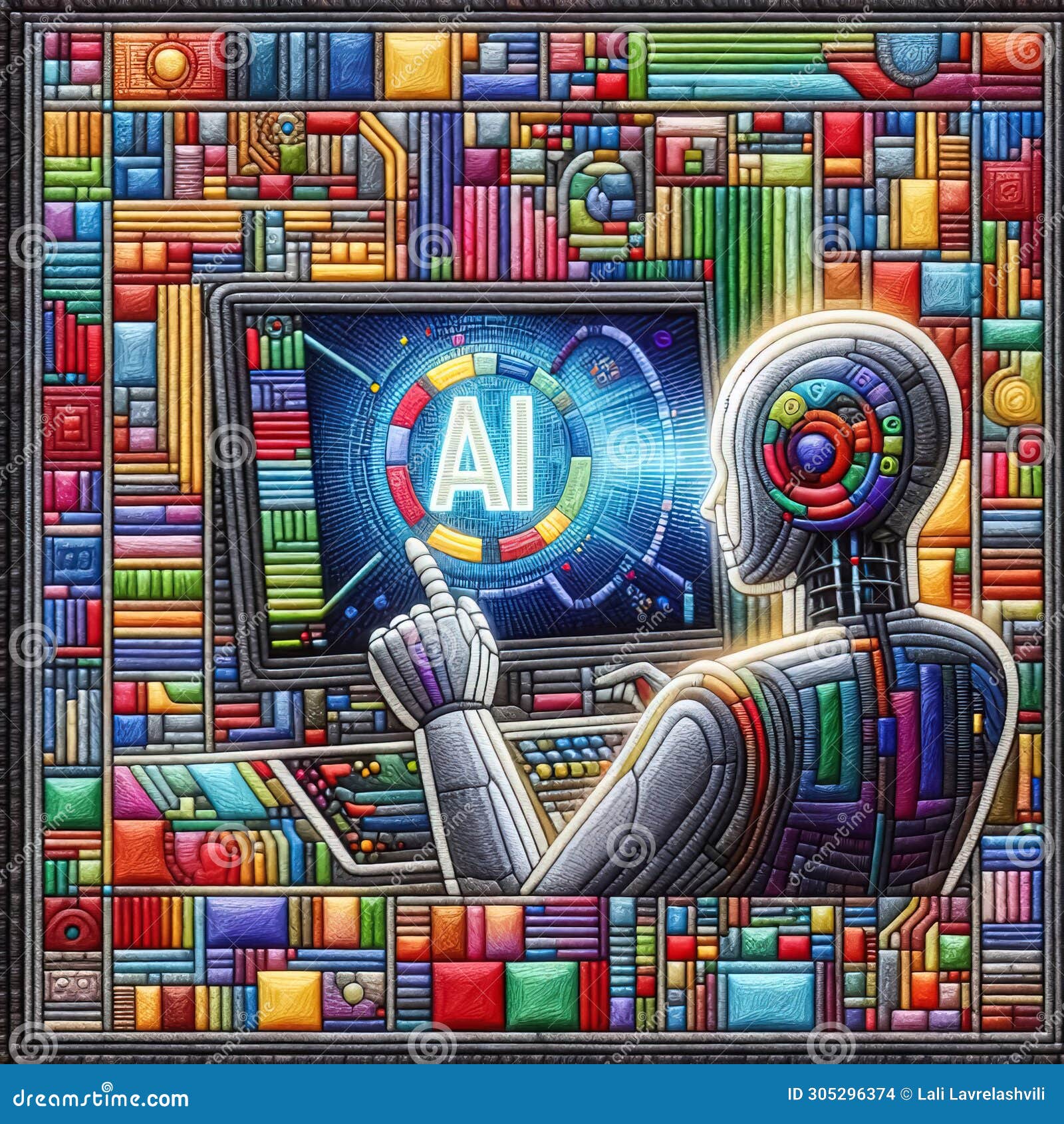 Felt Art Patchwork, AI Cyborg Machine Learning and Artificial ...