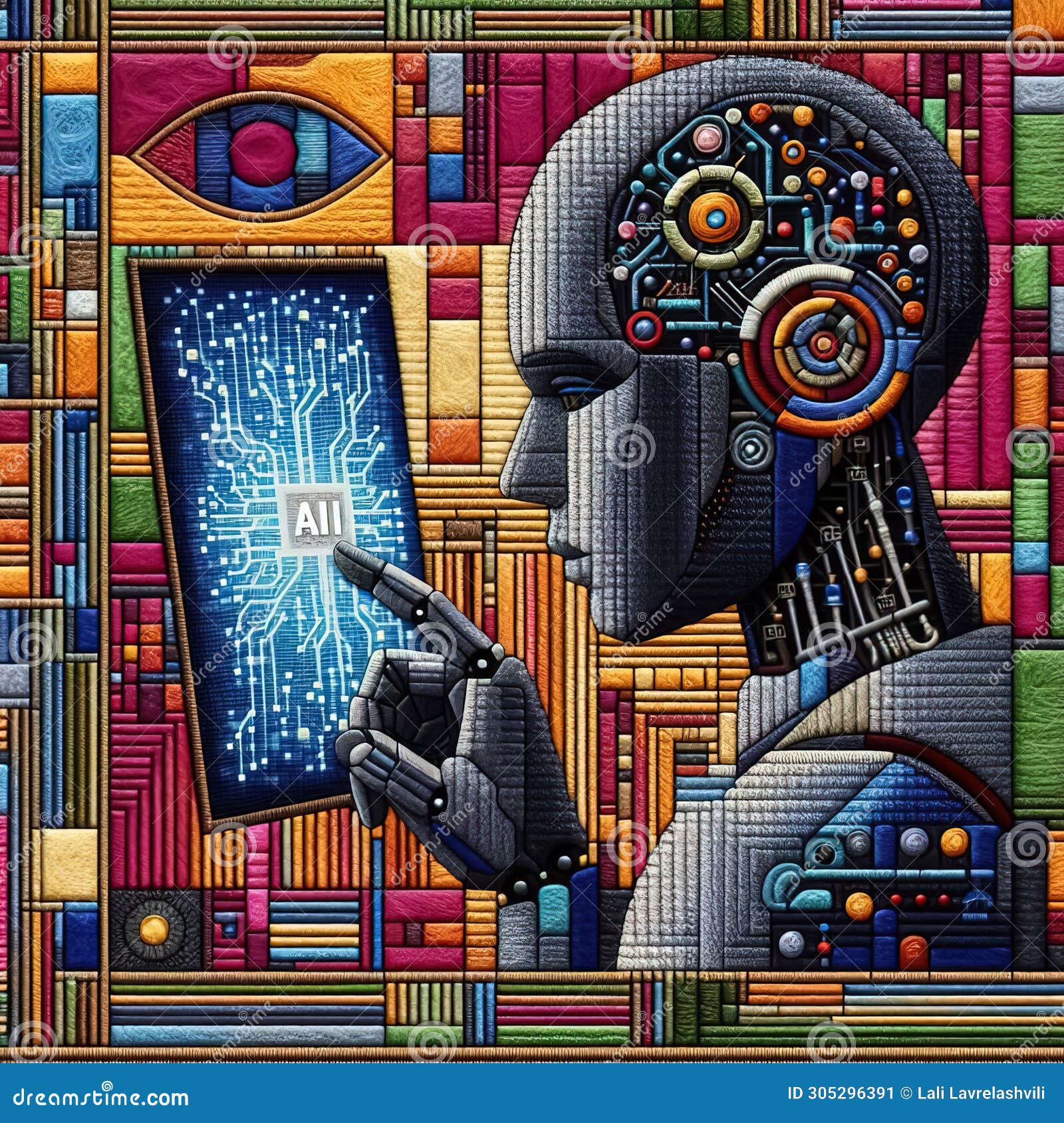 Felt Art Patchwork, AI Cyborg Machine Learning and Artificial ...