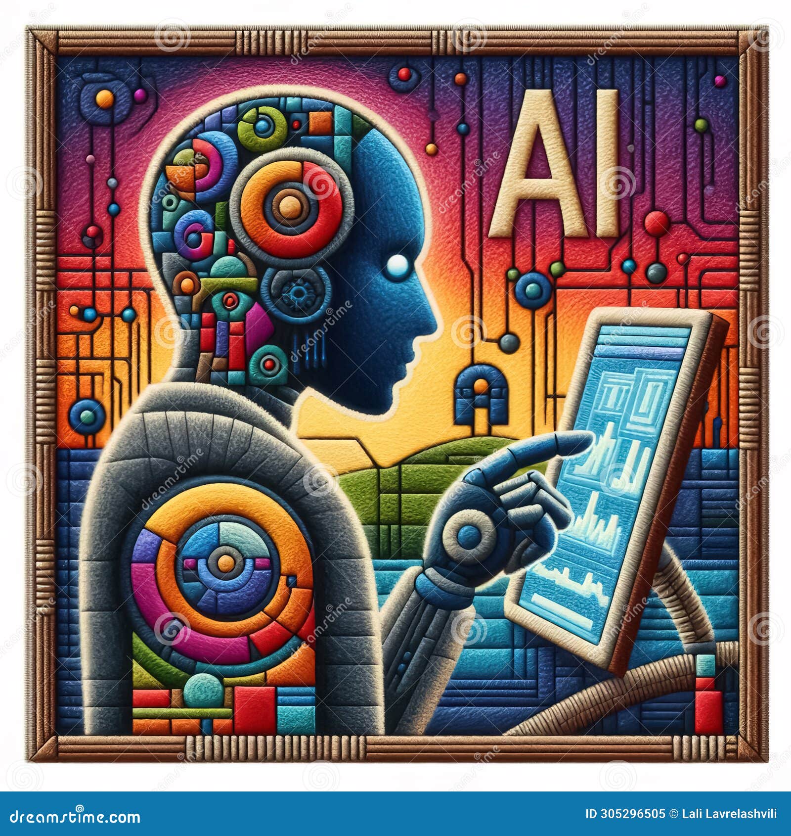 Felt Art Patchwork, AI Cyborg Machine Learning and Artificial ...