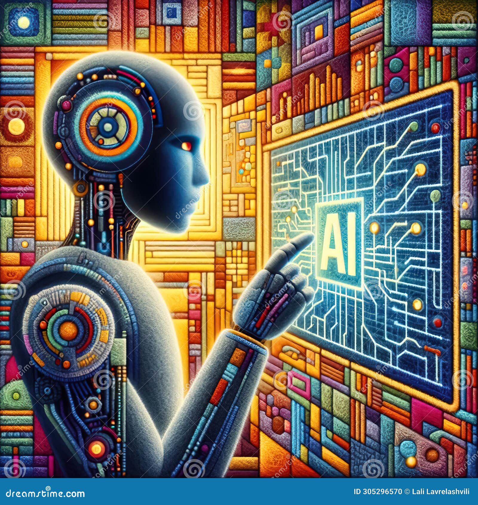 Felt Art Patchwork, AI Cyborg Machine Learning and Artificial ...