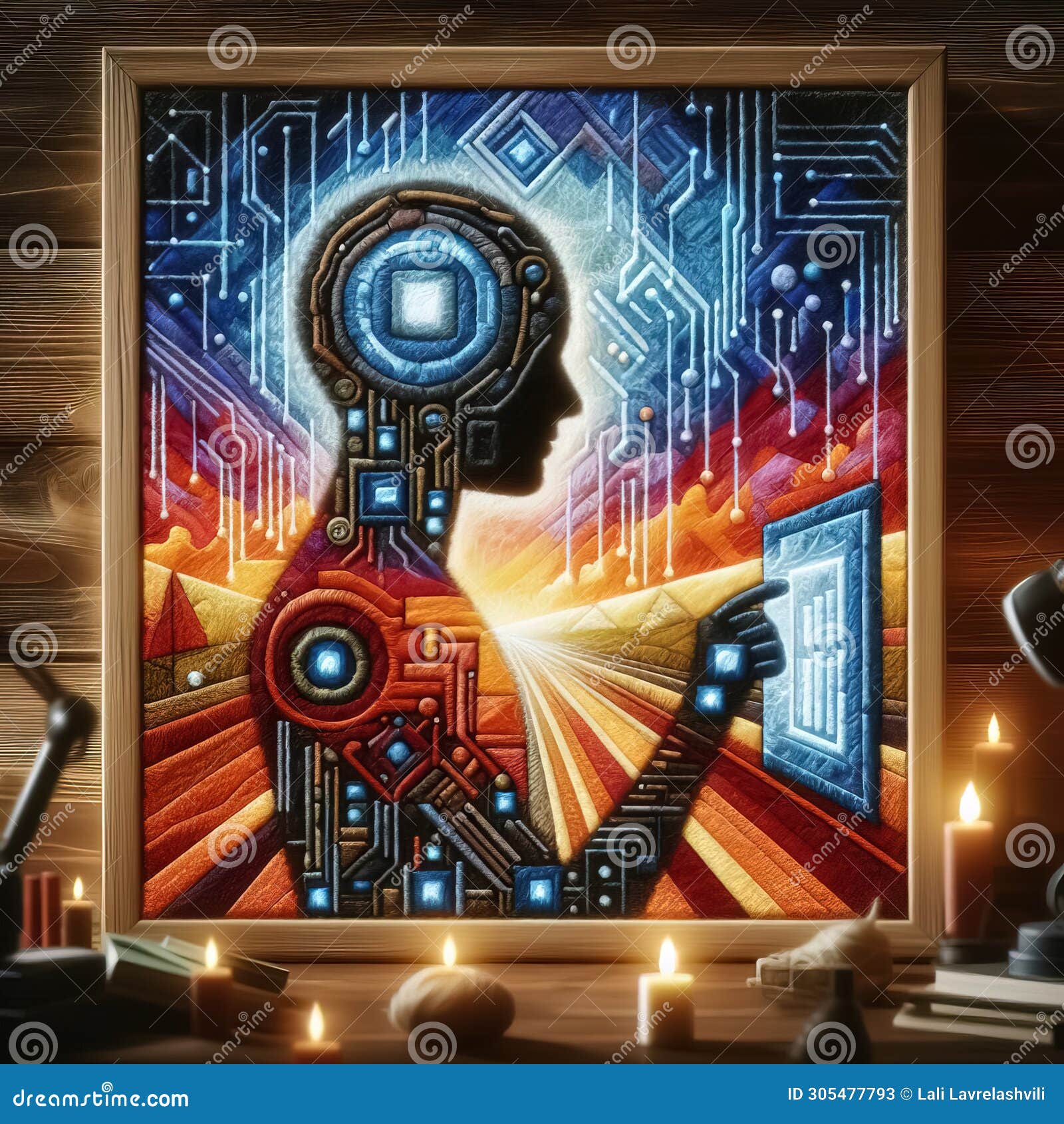 Felt Art Patchwork, AI Cyborg Machine Learning and Artificial ...