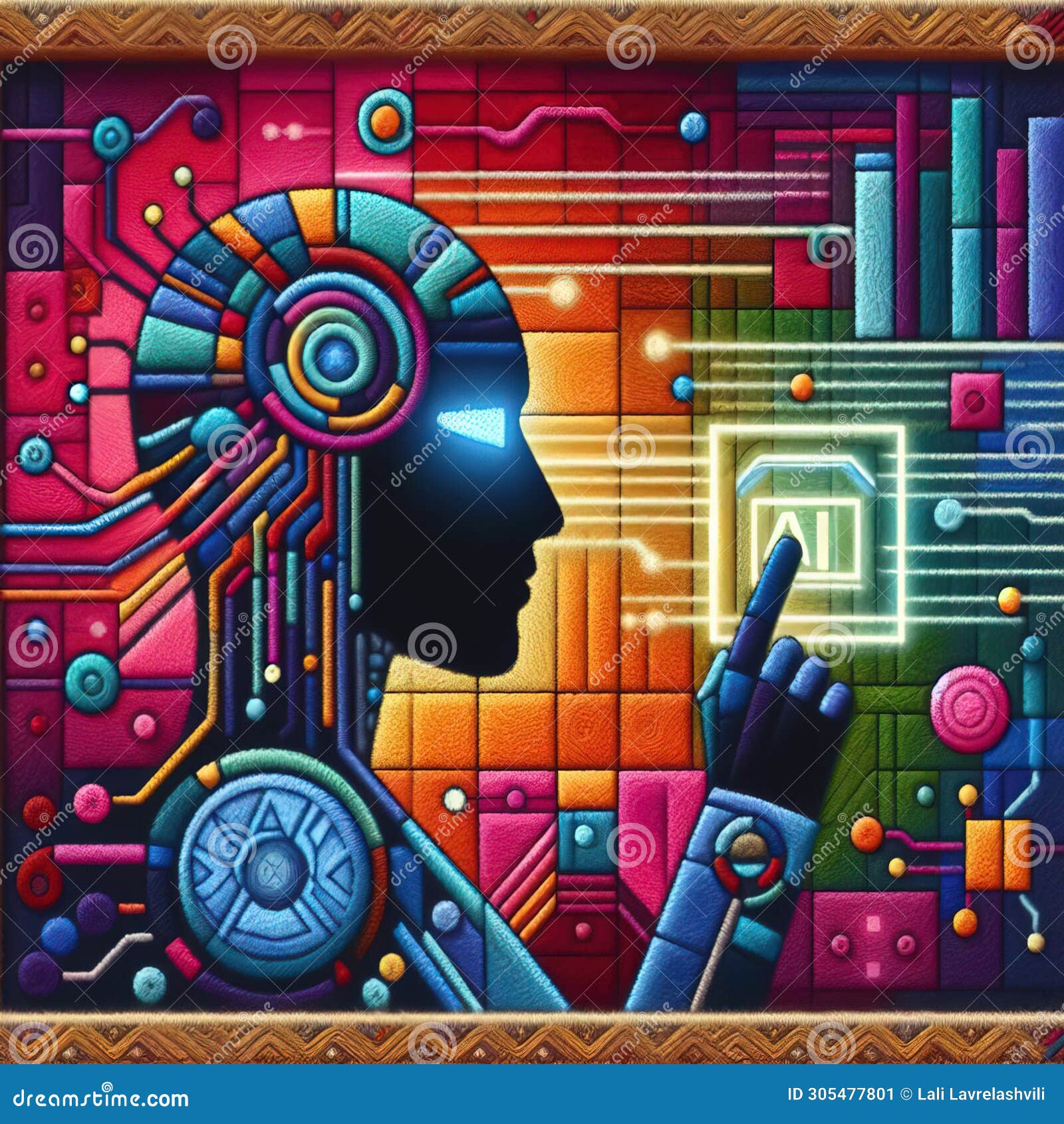 Felt Art Patchwork, AI Cyborg Machine Learning and Artificial ...