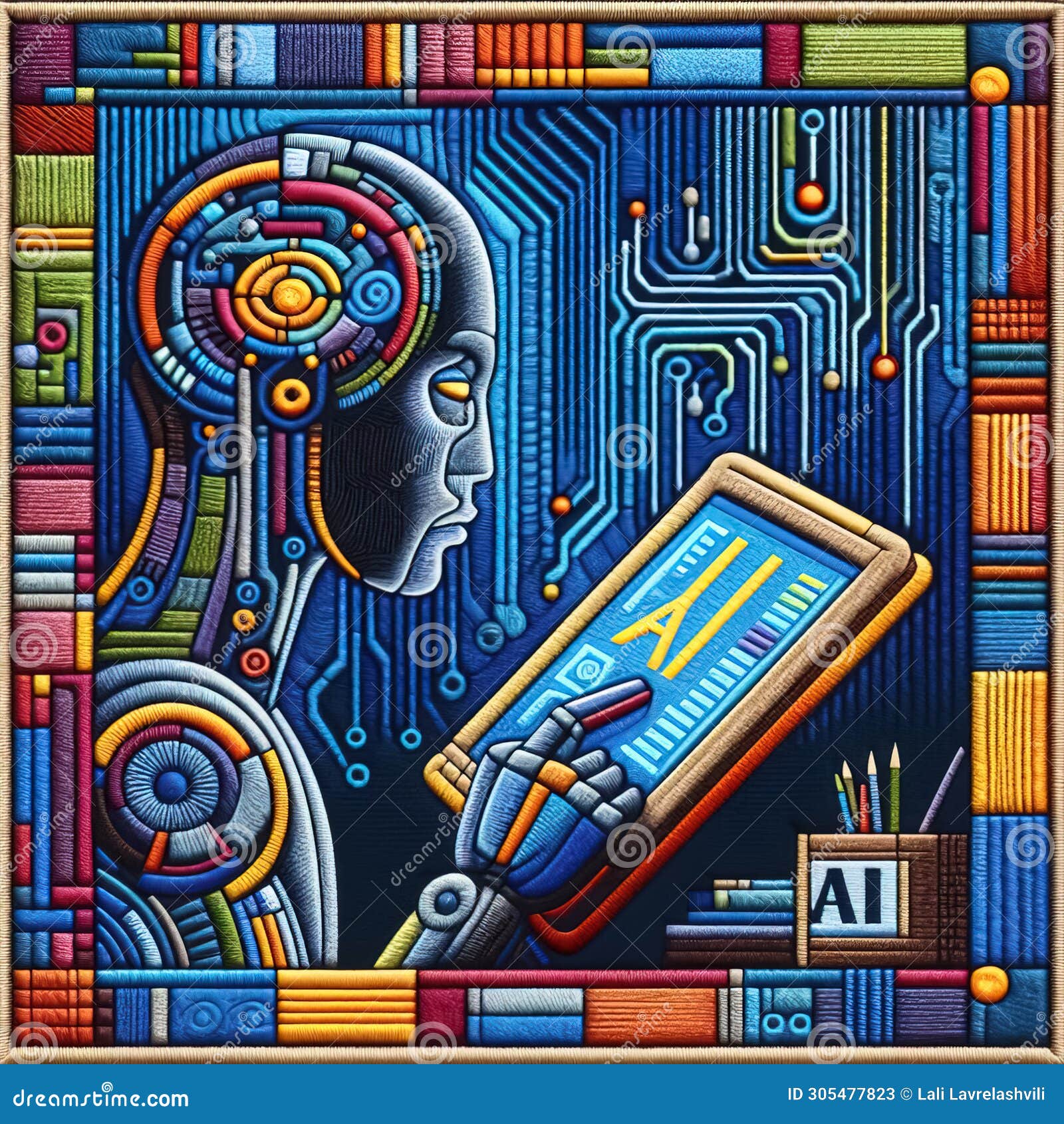 Felt Art Patchwork, AI Cyborg Machine Learning and Artificial ...