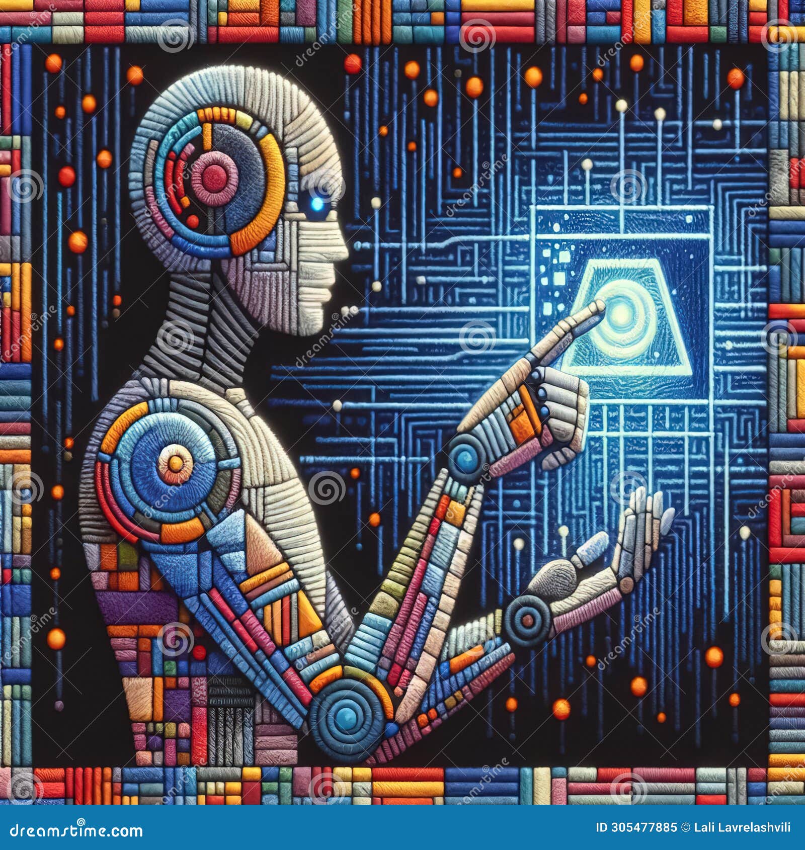 Felt Art Patchwork, AI Cyborg Machine Learning and Artificial ...