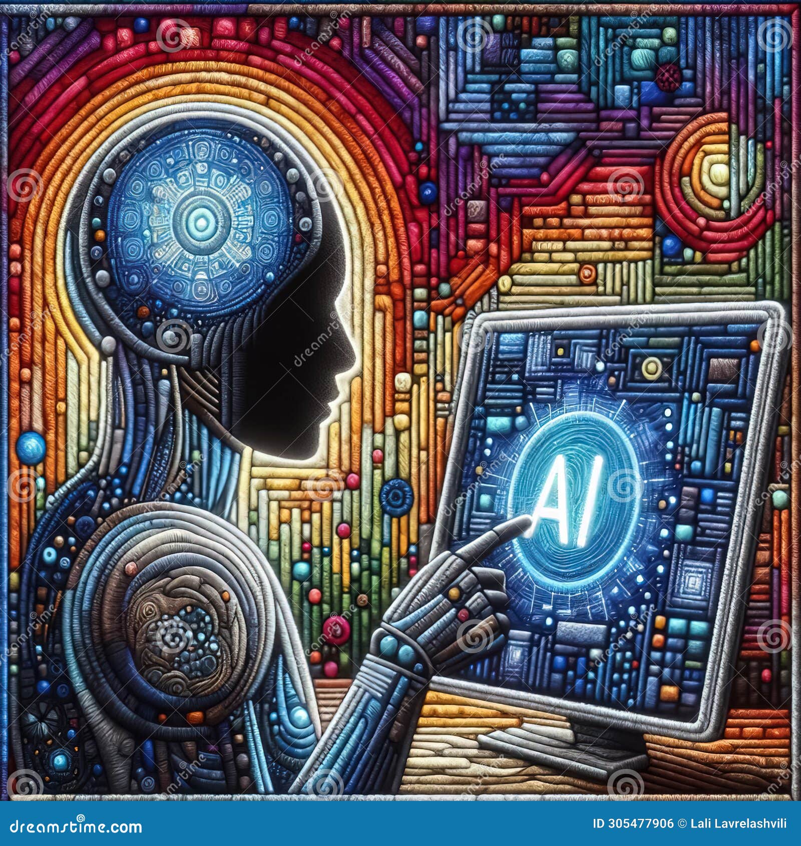 Felt Art Patchwork, AI Cyborg Machine Learning and Artificial ...