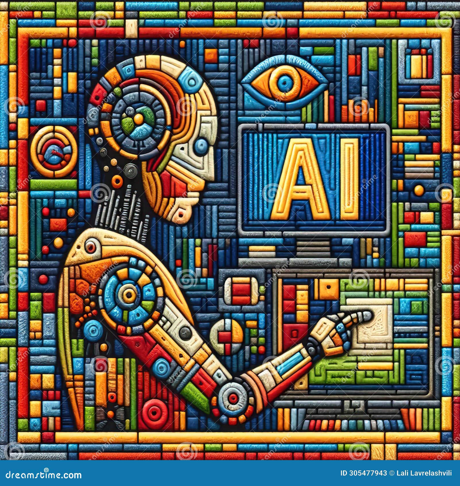 Felt Art Patchwork, AI Cyborg Machine Learning and Artificial ...