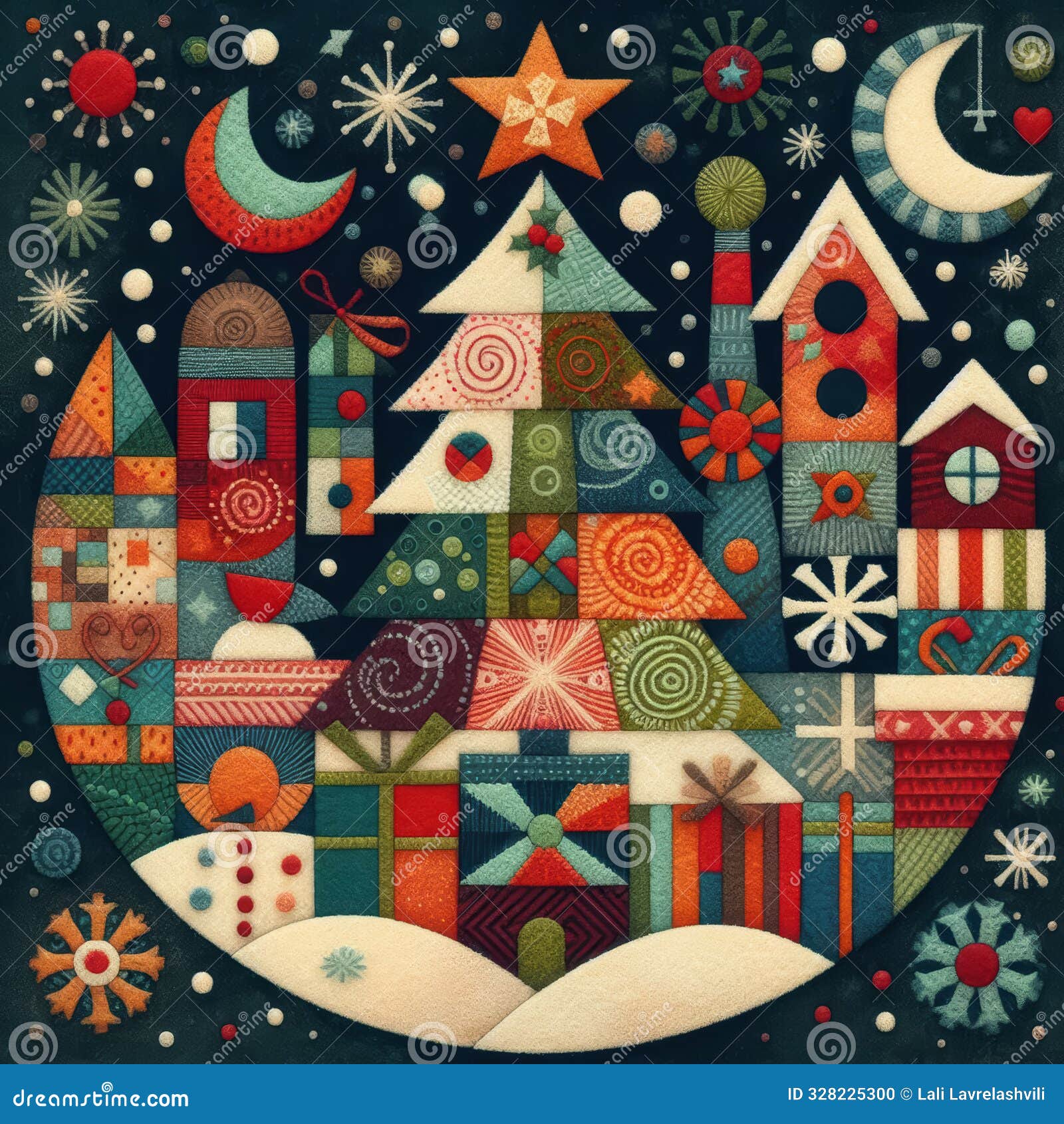 Felt Art Patchwork, Christmas Concept, Colorful Holiday Stock ...