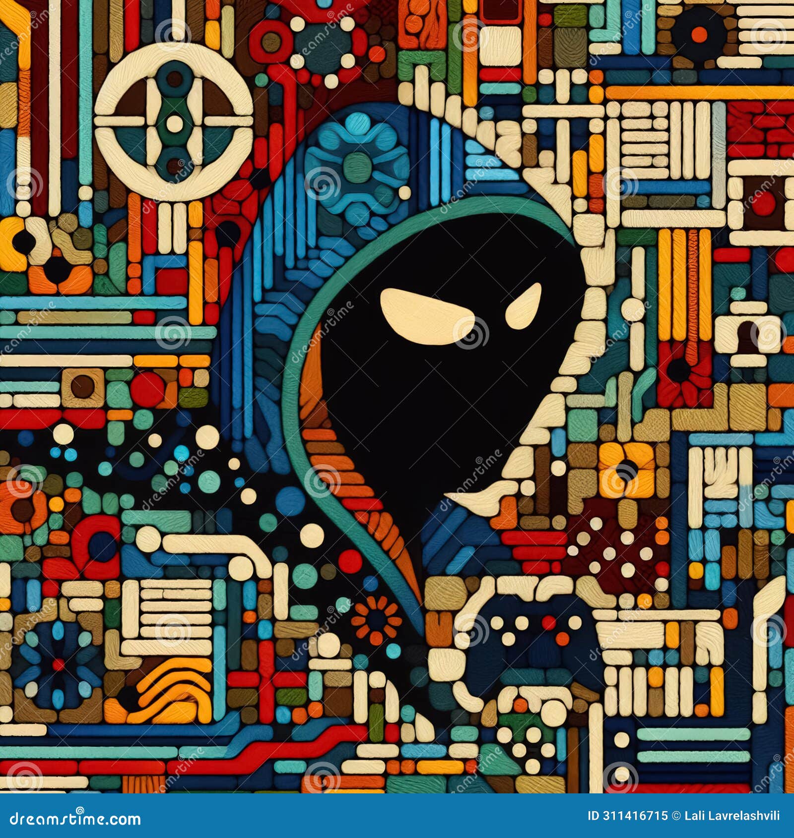 Felt Art Patchwork, Committing Cybercrime Concept Stock Illustration ...