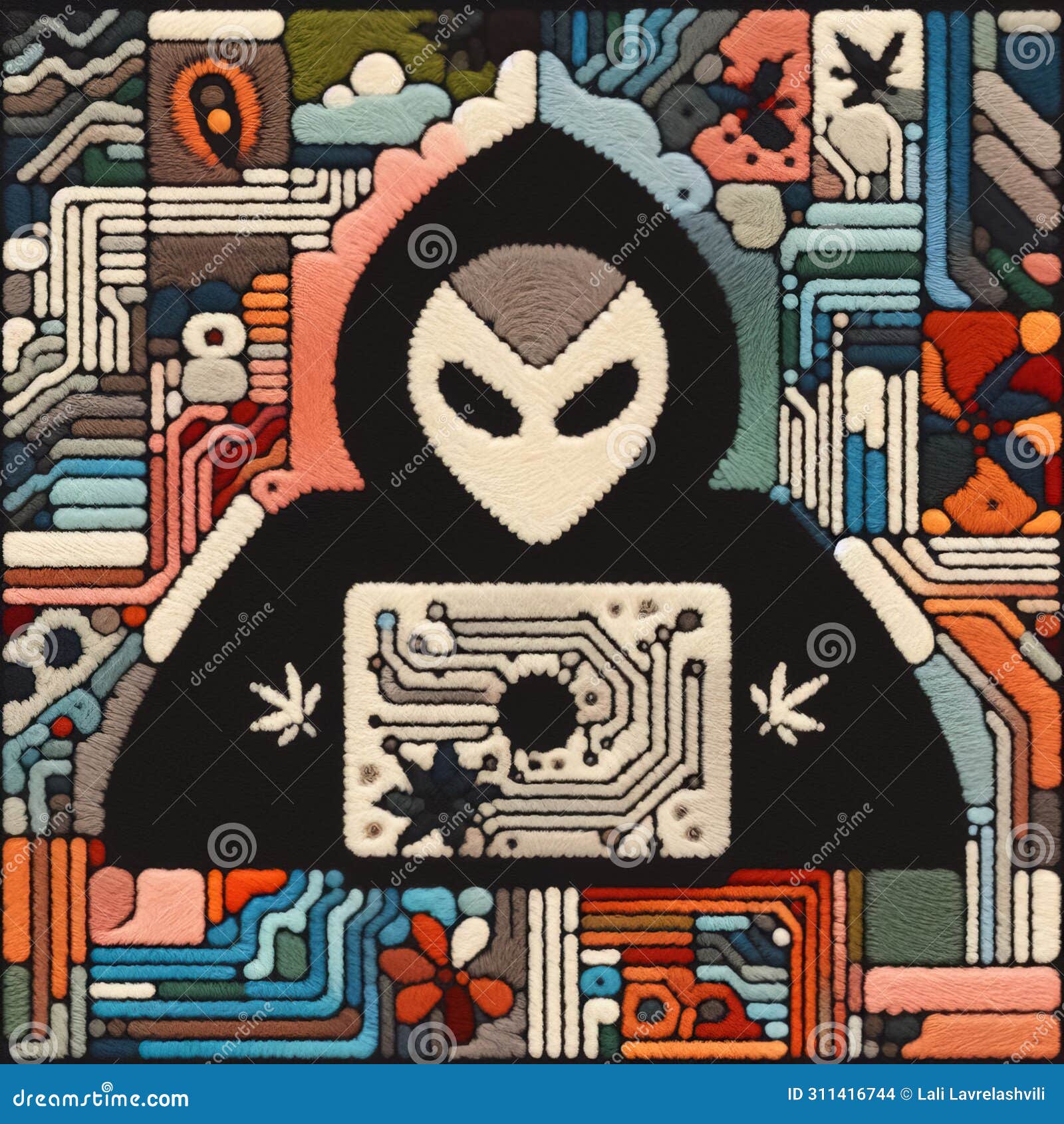 Felt Art Patchwork, Committing Cybercrime Concept Stock Illustration ...