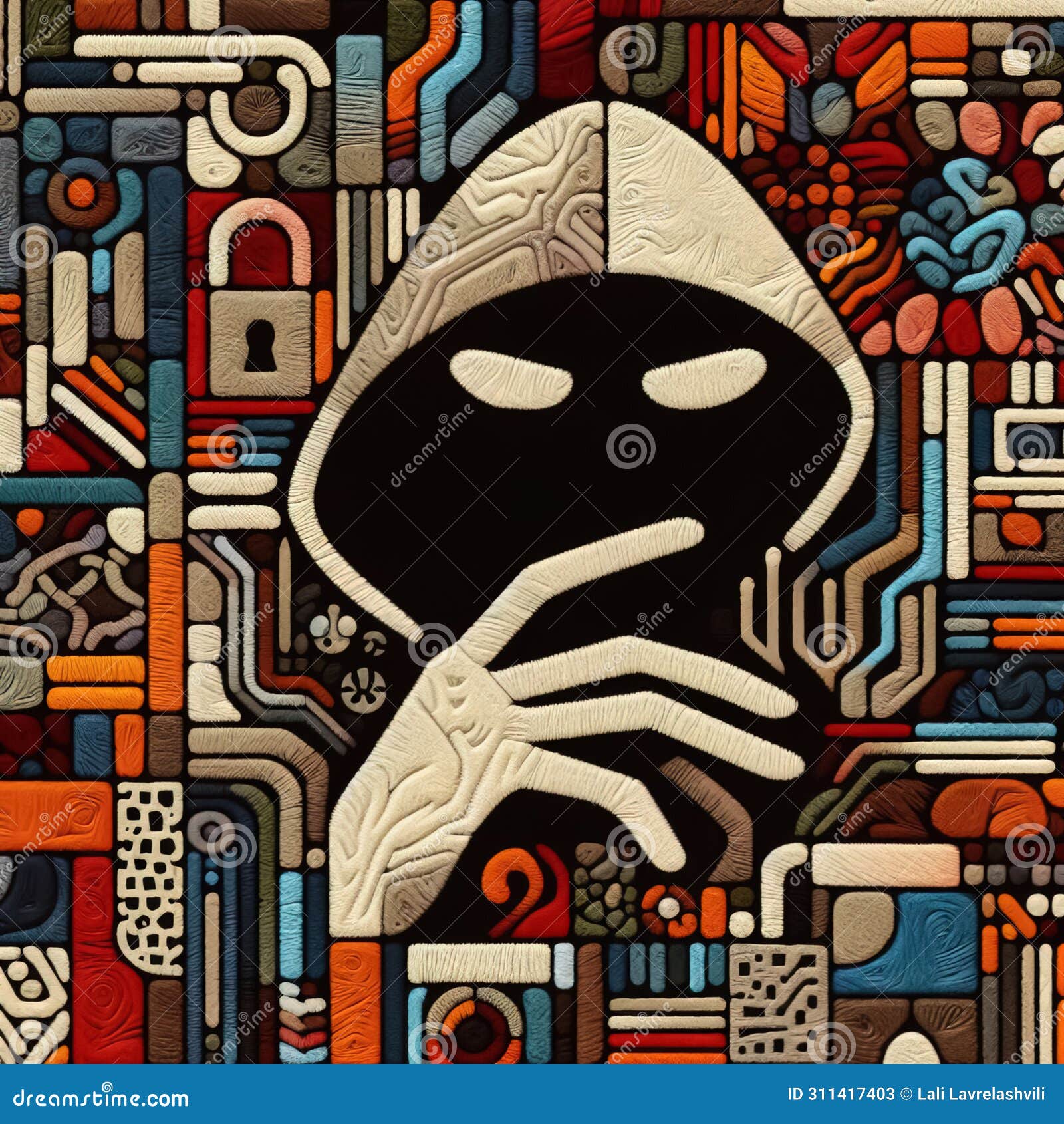Felt Art Patchwork, Committing Cybercrime Concept Stock Illustration ...