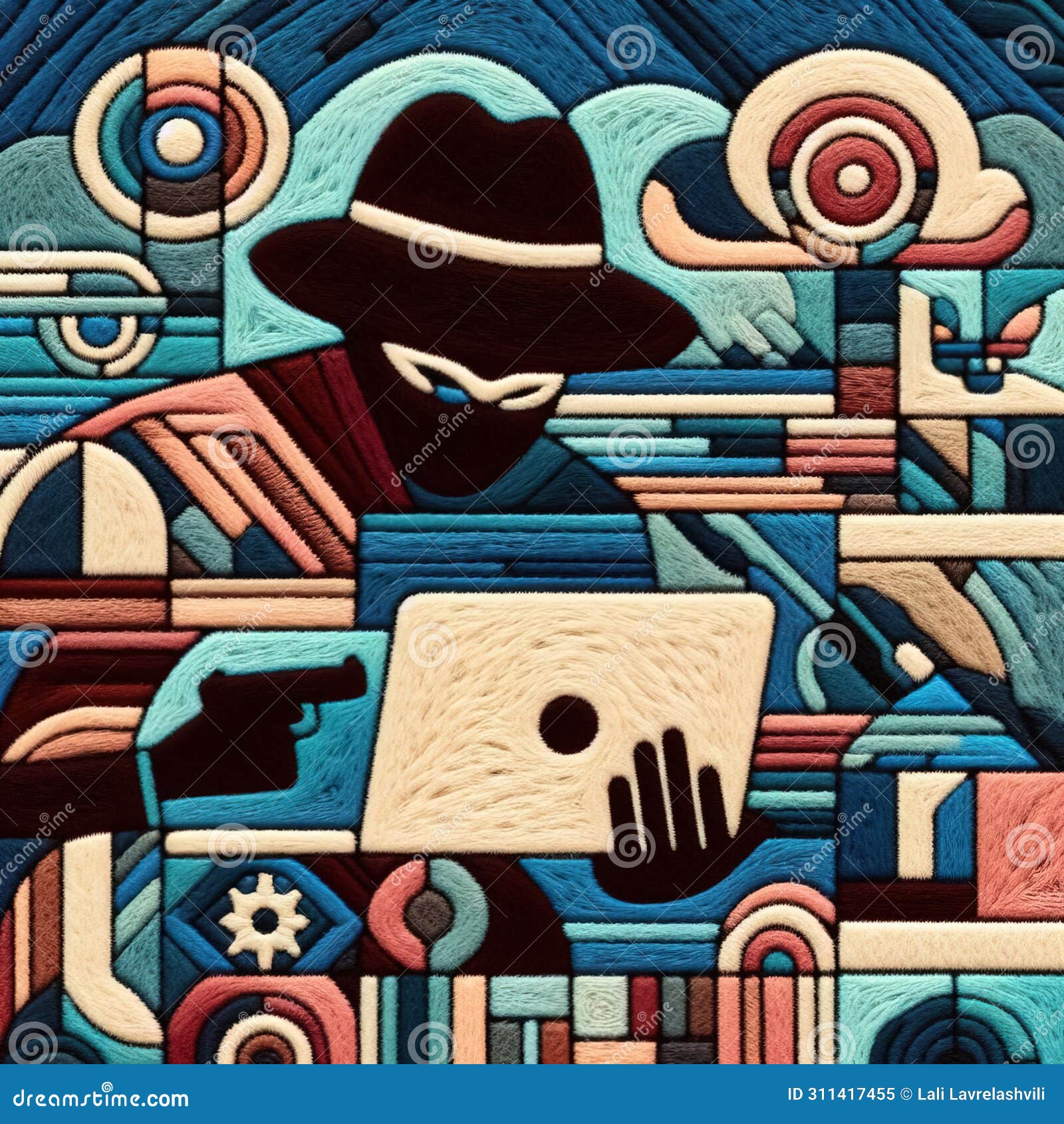Felt Art Patchwork, Committing Cybercrime Concept Stock Illustration ...