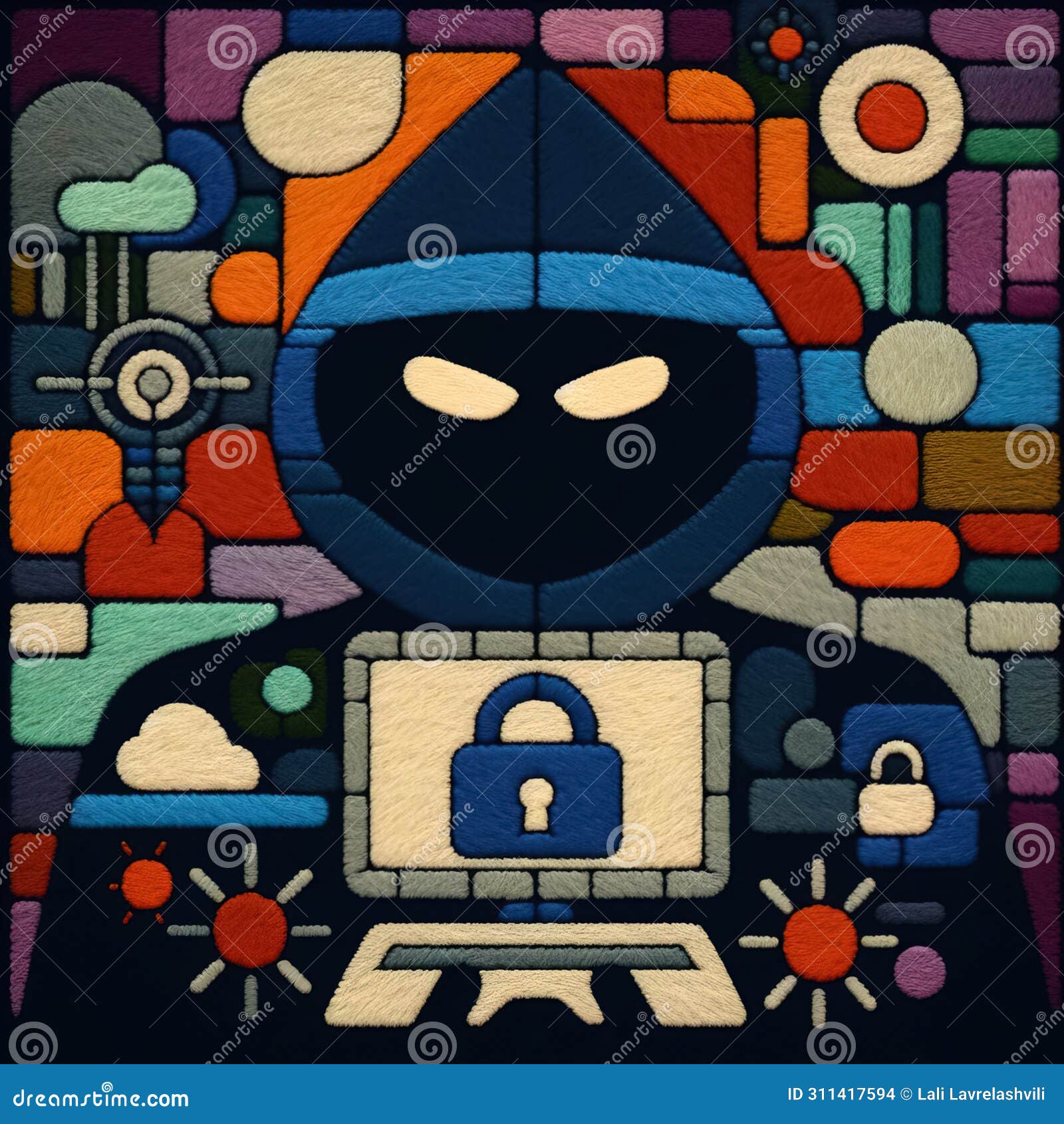 Felt Art Patchwork, Committing Cybercrime Concept Stock Illustration ...