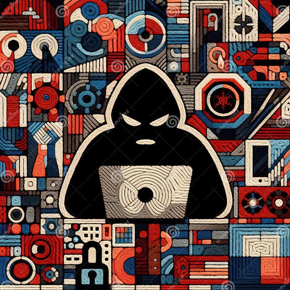 Felt Art Patchwork, Committing Cybercrime Concept Stock Illustration ...