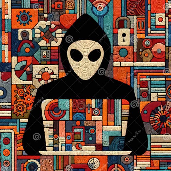 Felt Art Patchwork, Committing Cybercrime Concept Stock Illustration ...