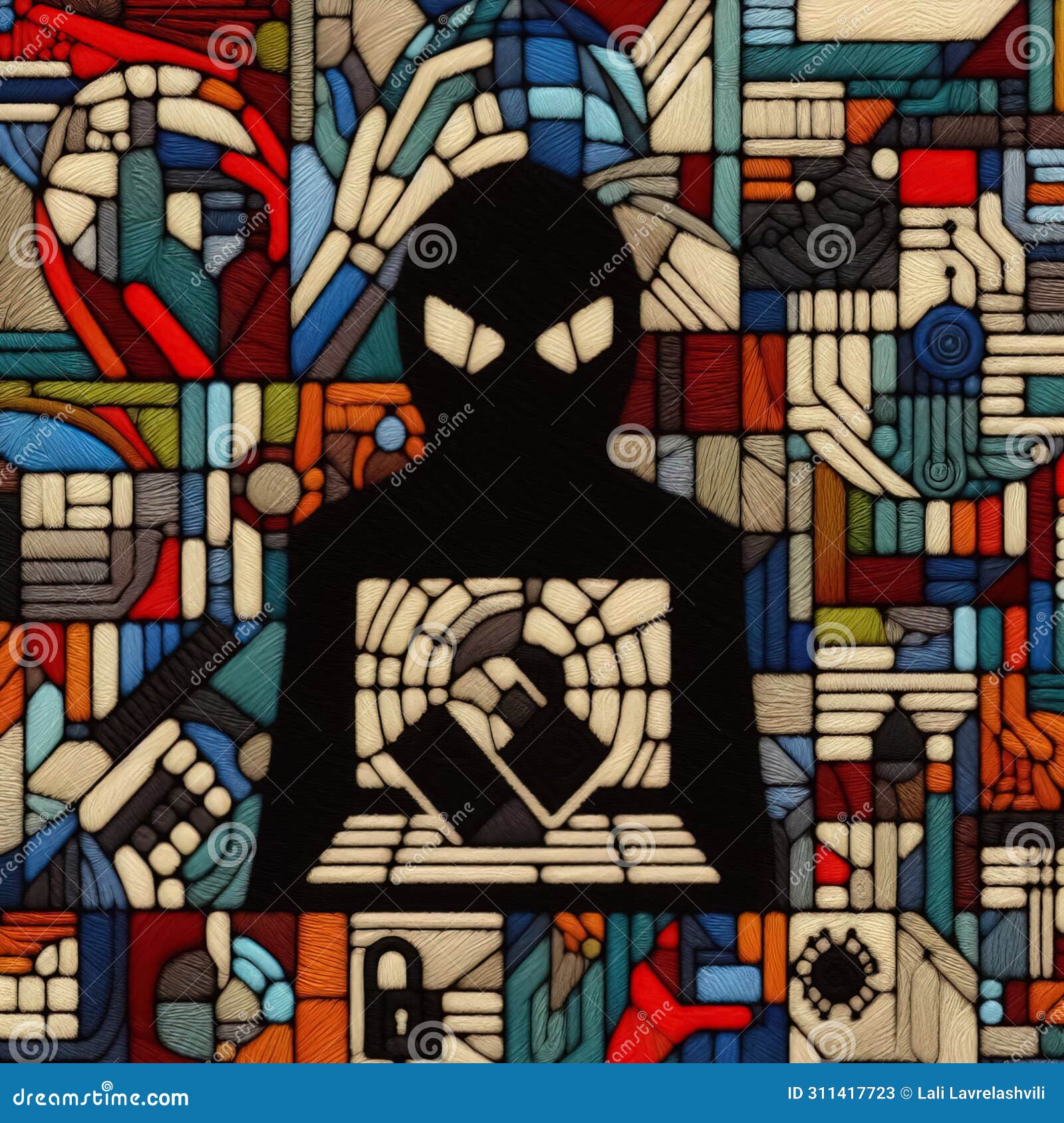 Felt Art Patchwork, Committing Cybercrime Concept Stock Illustration ...