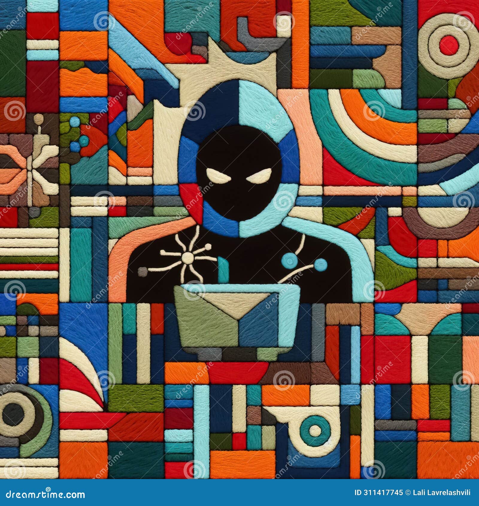 Felt Art Patchwork, Committing Cybercrime Concept Stock Illustration ...