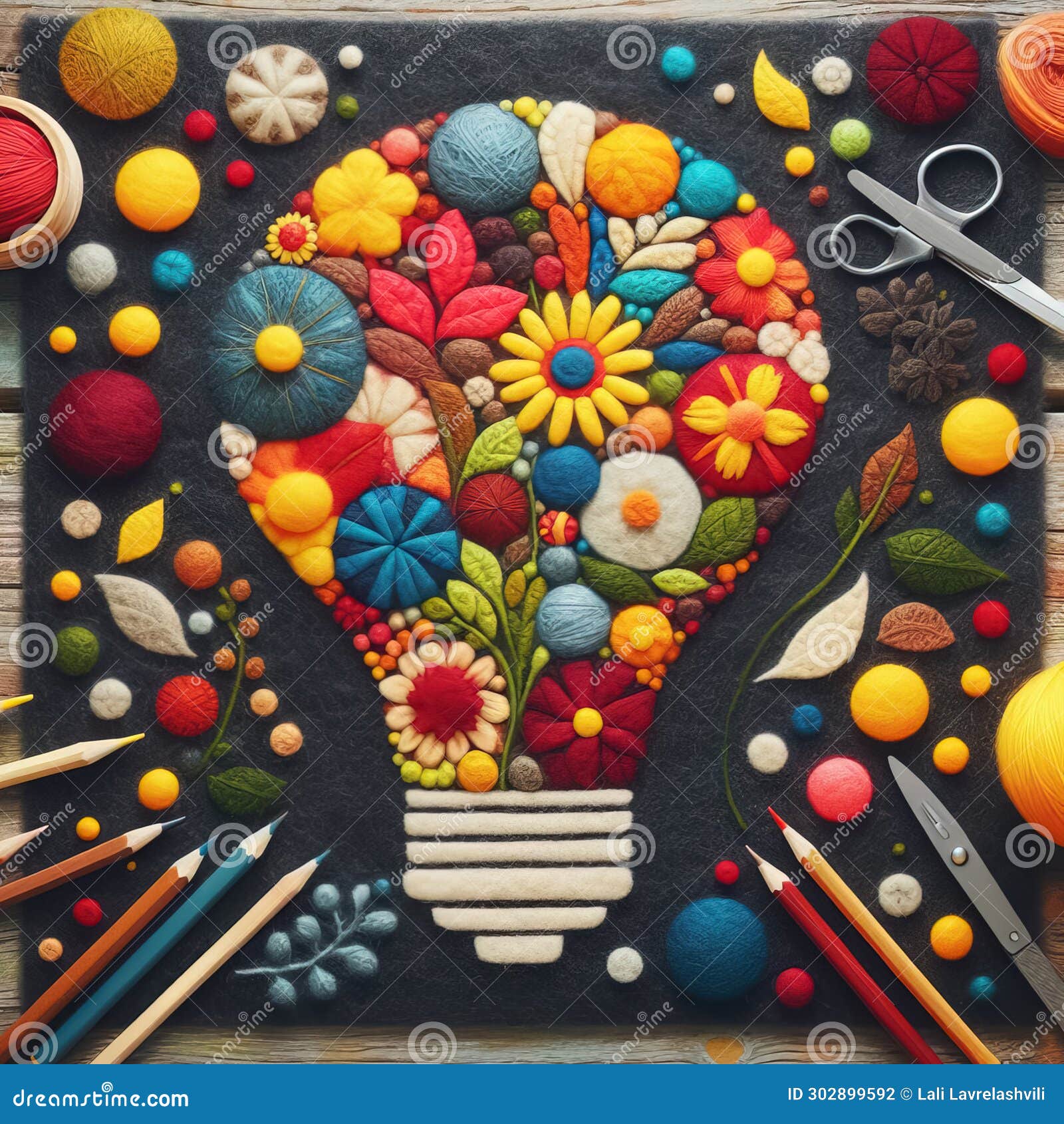 Felt Art Patchwork, Creative Light Bulb. Think Differently Creative ...