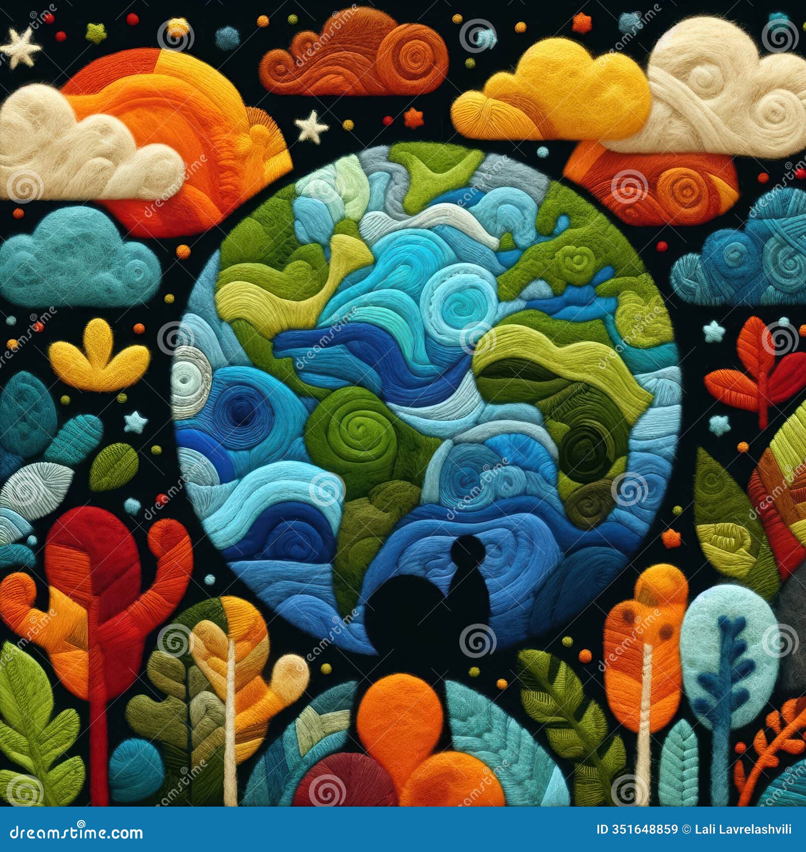 Felt Art Patchwork, Earth Day Concept, World Environment Day Stock ...