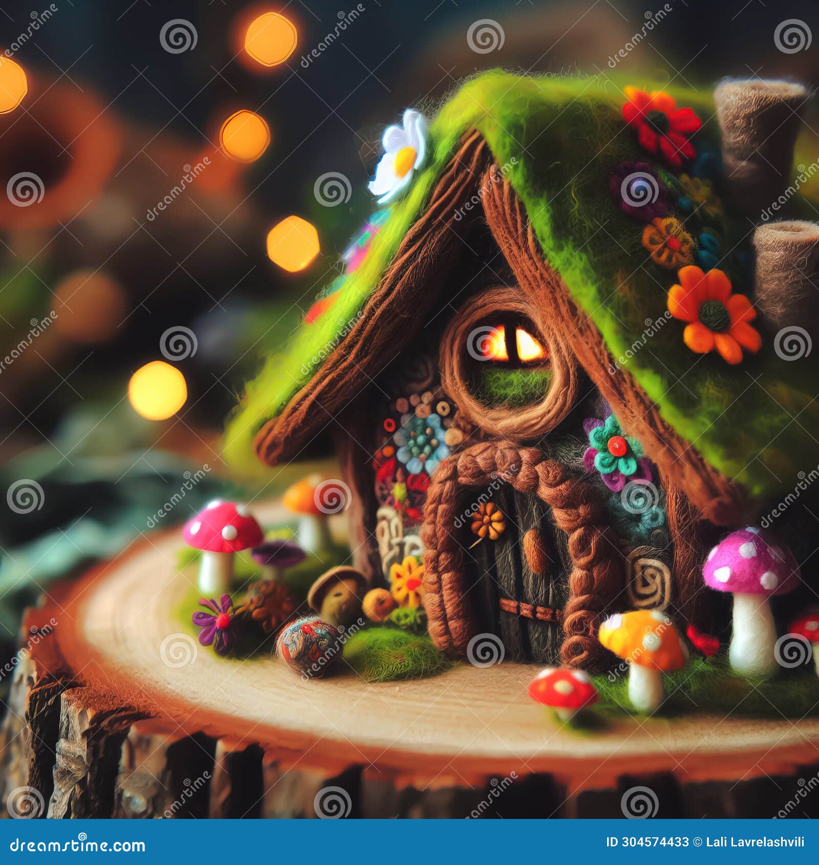 Felt Art Patchwork, Fantasy Home of Tiny Wood Dweller in Forest ...