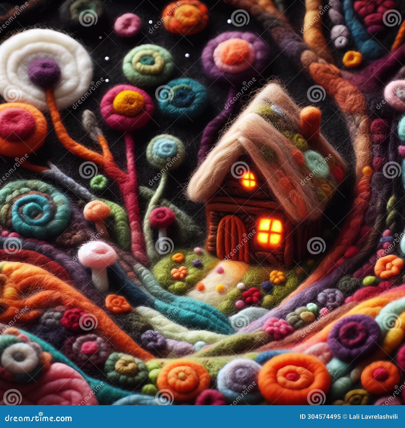 Felt Art Patchwork, Fantasy Home of Tiny Wood Dweller in Forest ...