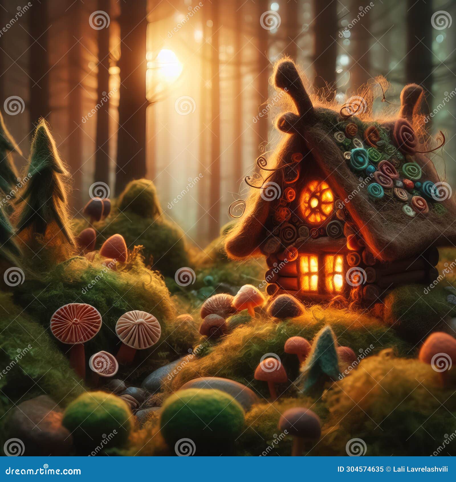 Felt Art Patchwork, Fantasy Home of Tiny Wood Dweller in Forest ...