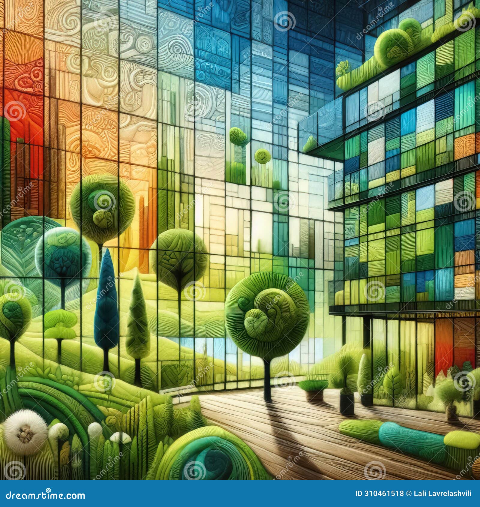 Felt Art Patchwork, Green Environment and Trees, Eco-friendly Design ...