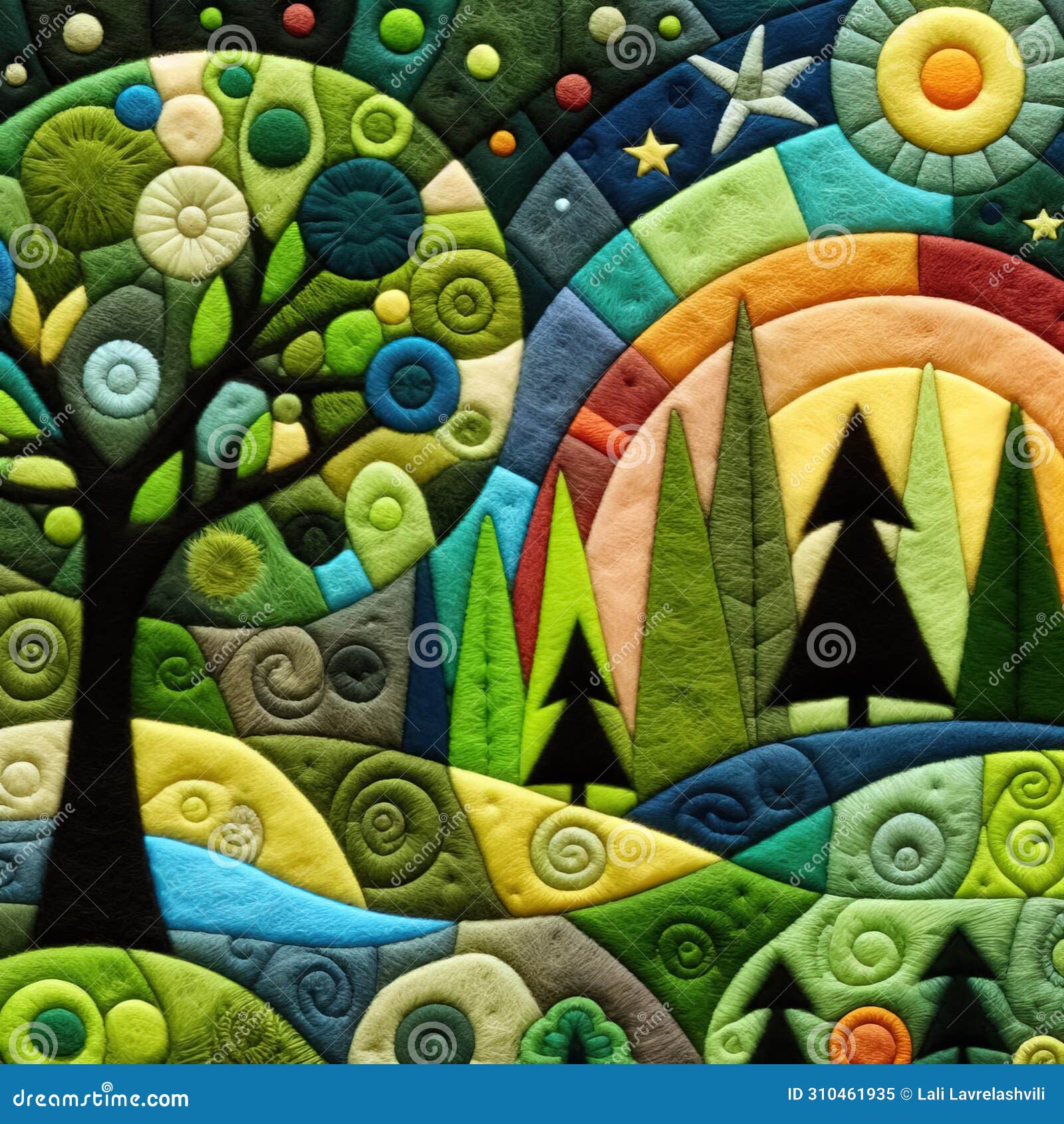 Felt Art Patchwork, Green Environment and Trees, Eco-friendly Design ...