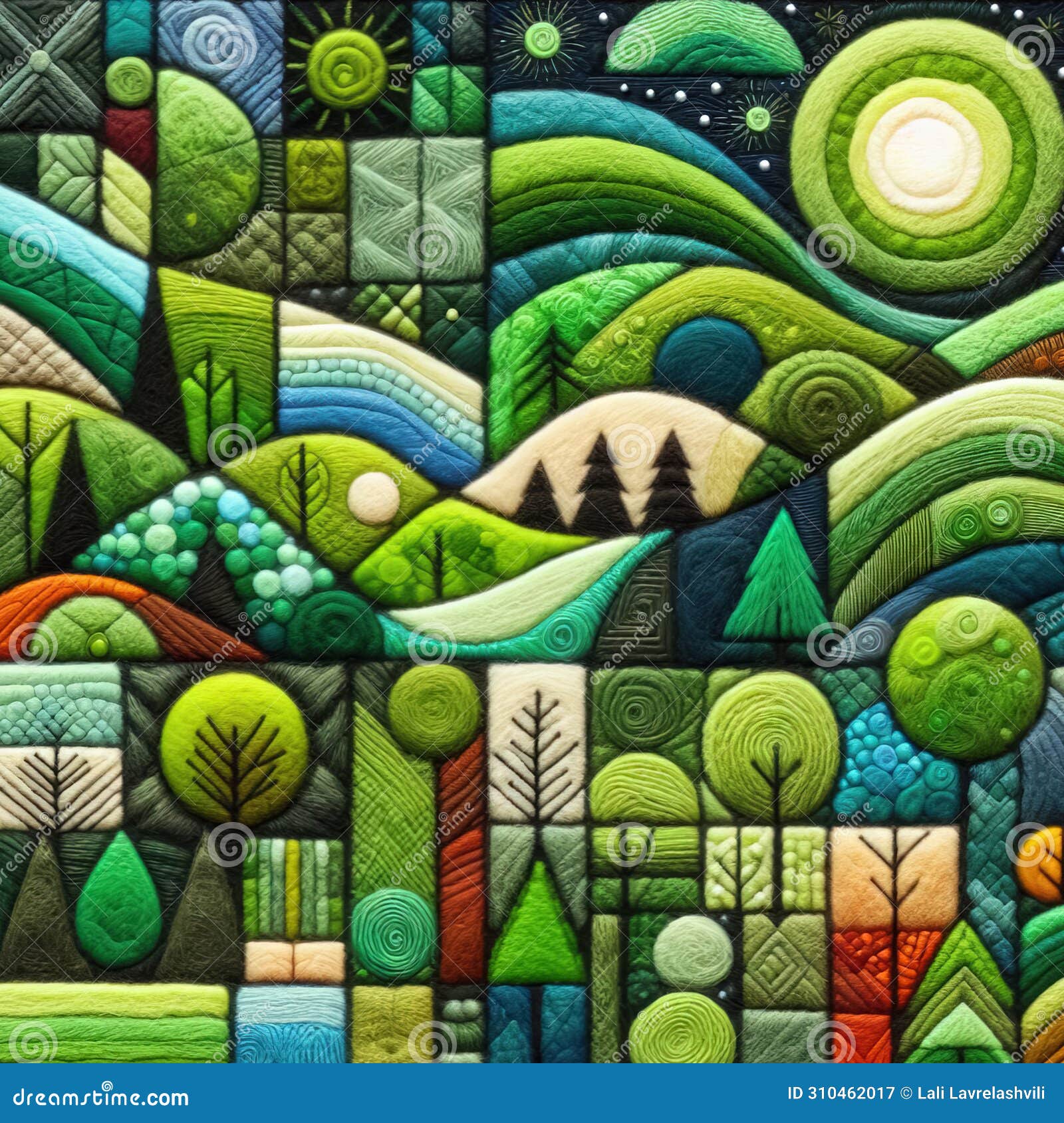 Felt Art Patchwork, Green Environment and Trees, Eco-friendly Design ...