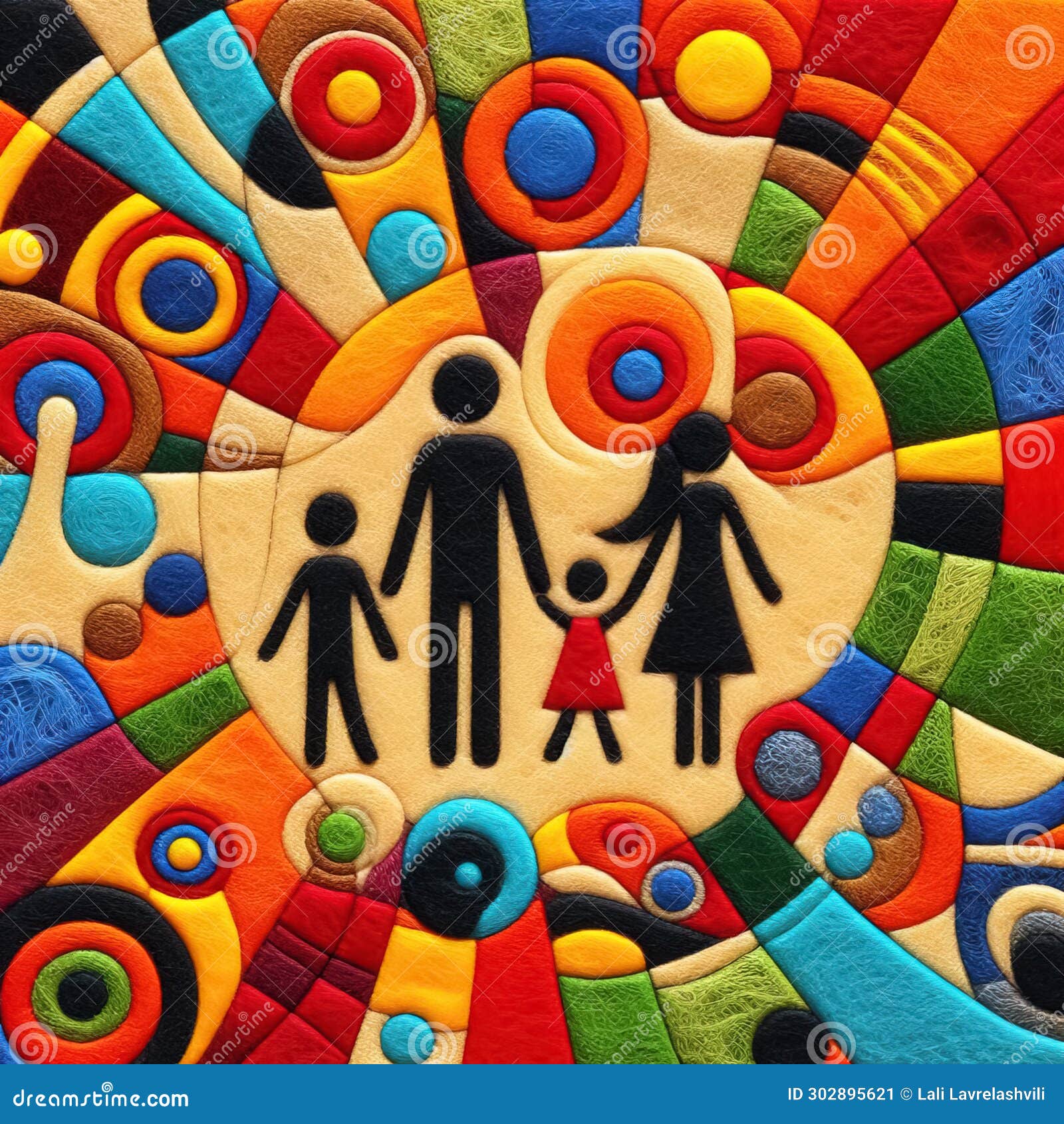 Felt Art Patchwork, Happy Family Concept, Generative AI Stock Image ...