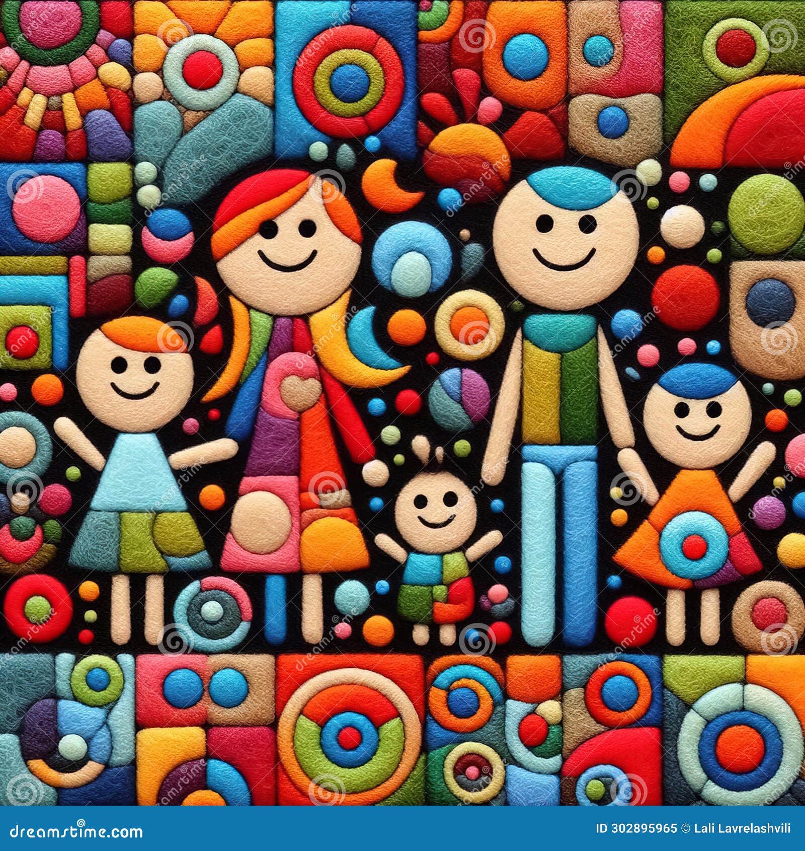 Felt Art Patchwork, Happy Family Concept, Generative AI Stock ...