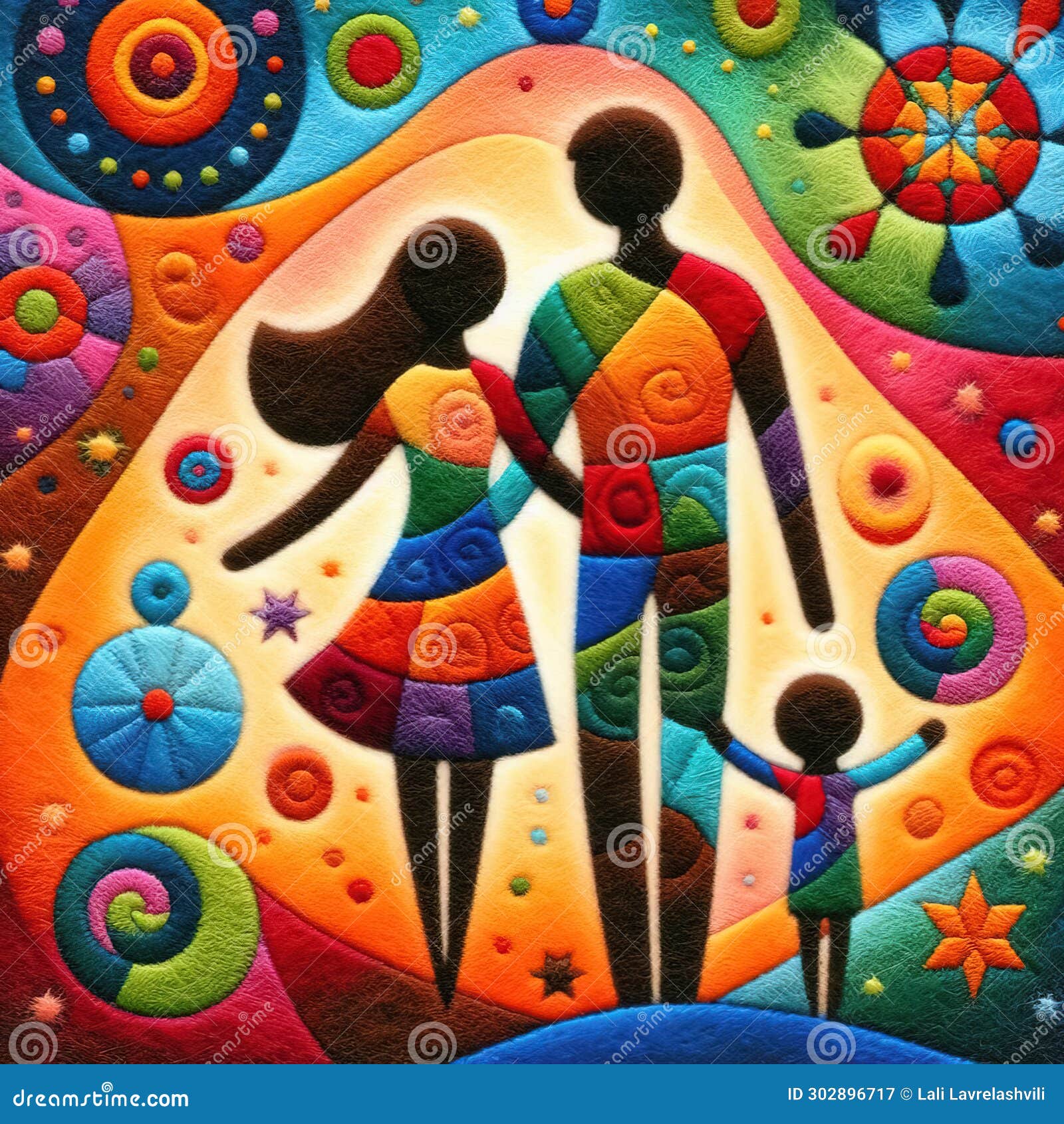 Felt Art Patchwork, Happy Family Concept, Generative AI Stock Image ...