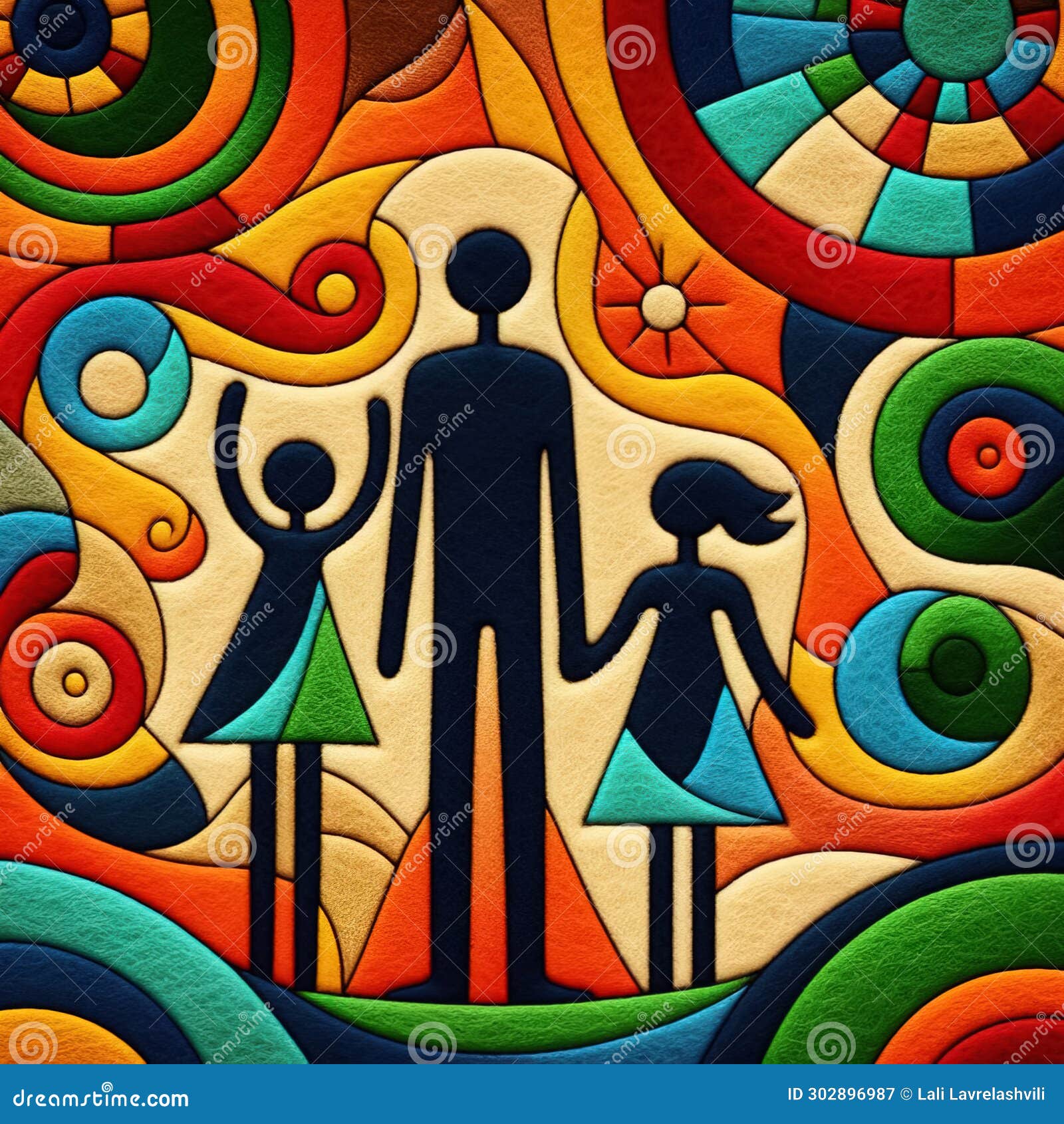 Felt Art Patchwork, Happy Family Concept, Generative AI Stock ...