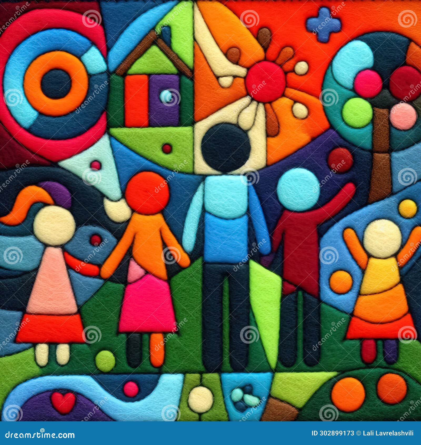 Felt Art Patchwork, Happy Family Concept, Generative AI Stock ...